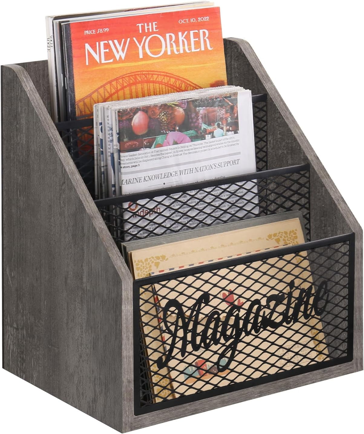 Magazine Holder, Stepped 3 Tier Magazine Rack for Floor, Magazine ...