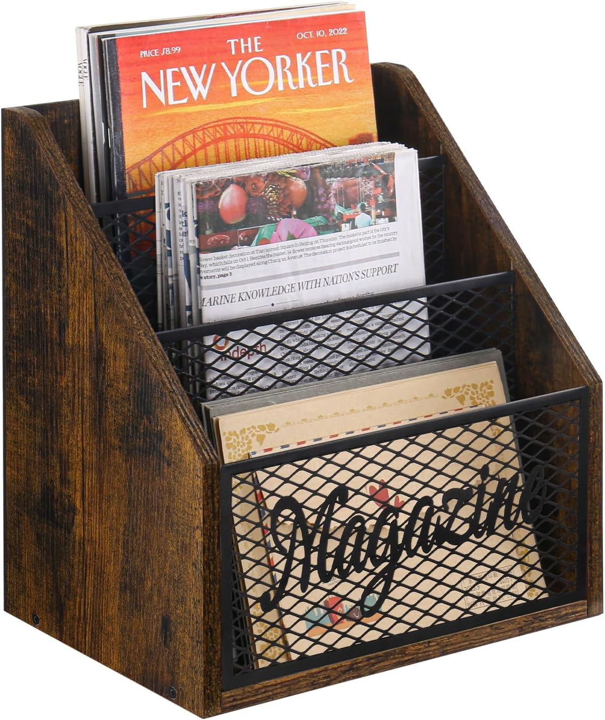 Magazine Holder, Stepped 3 Tier Magazine Rack Floor, Magazine Storage ...