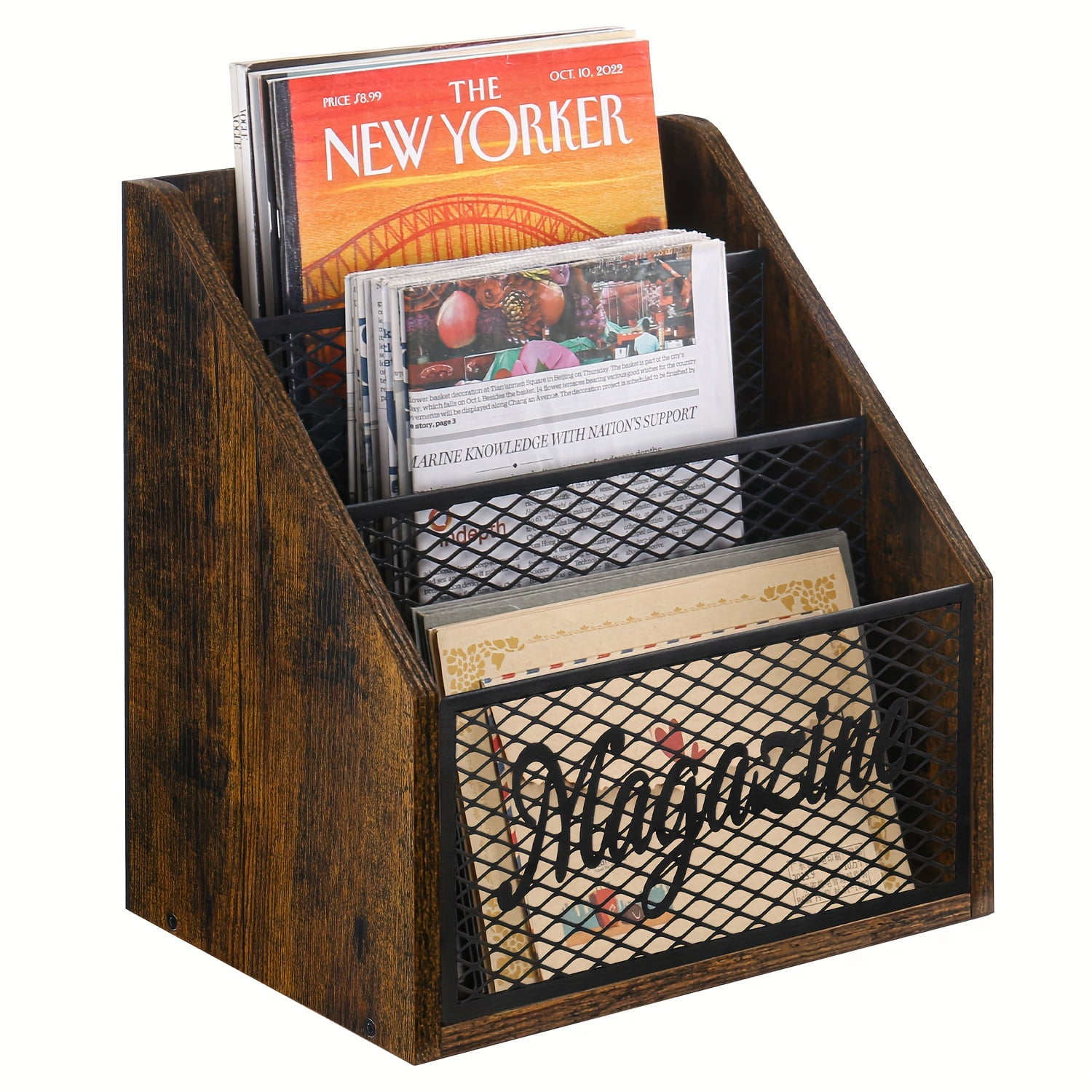 Magazine Holder, Stepped 3-Tier Magazine Rack Floor, Magazine Storage ...