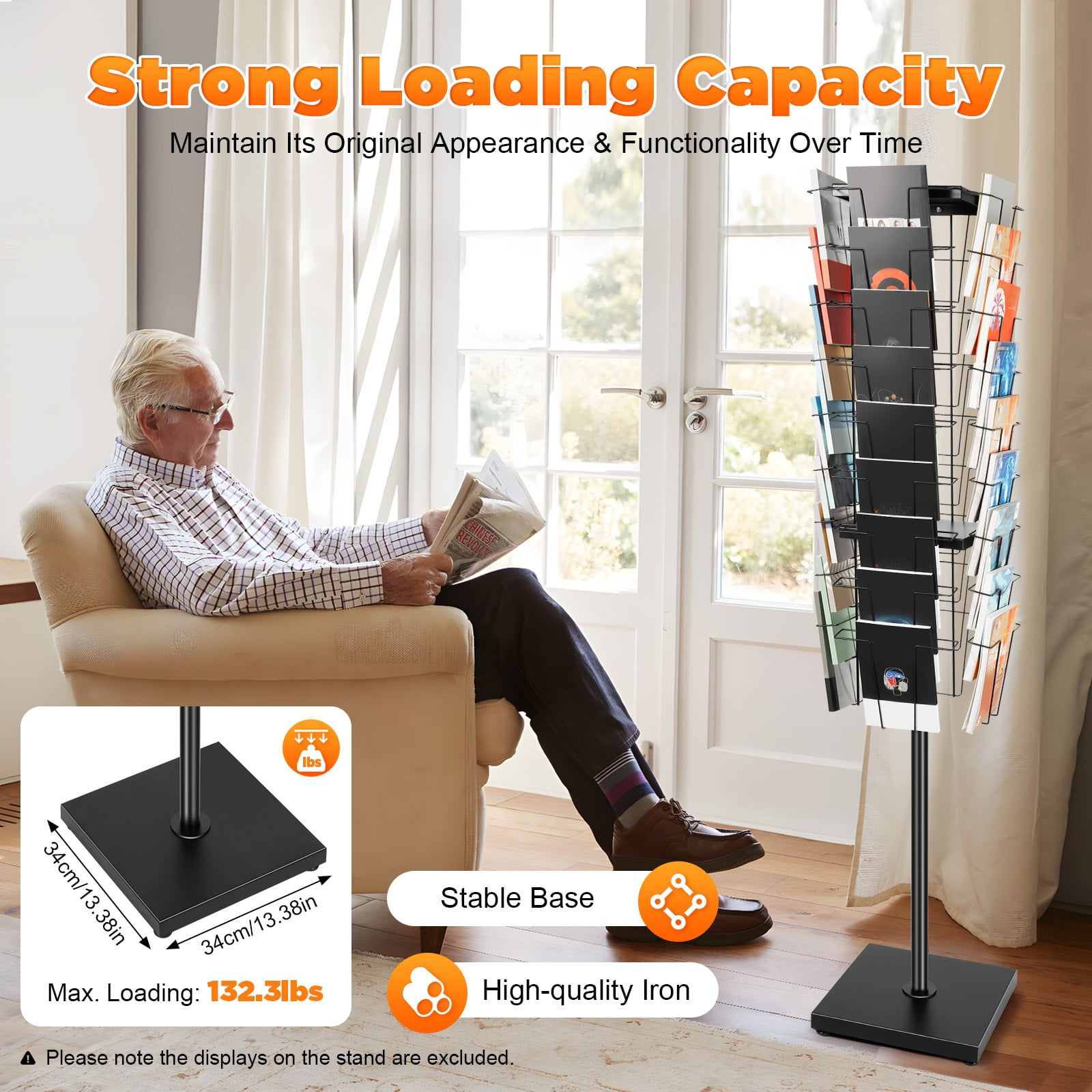 Magazine News Rack Office Display Rack Organizer Stand Metal Rotated ...