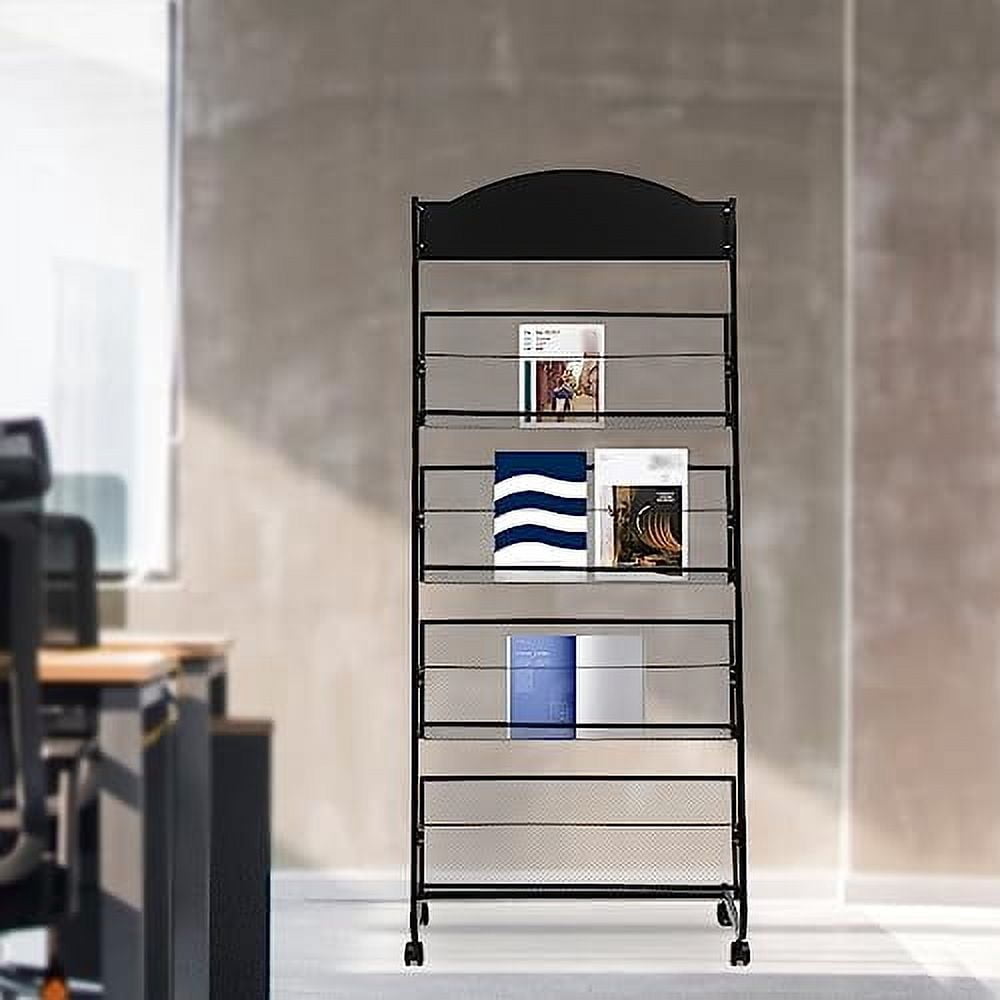 Magazine Rack, 4 Pockets Floor Literature Organizer Display Rack with ...