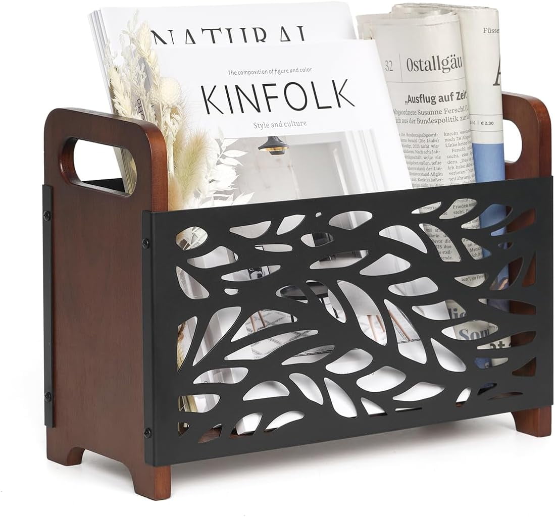 Magazine rack, wooden magazine rack, rustic magazine file rack ...