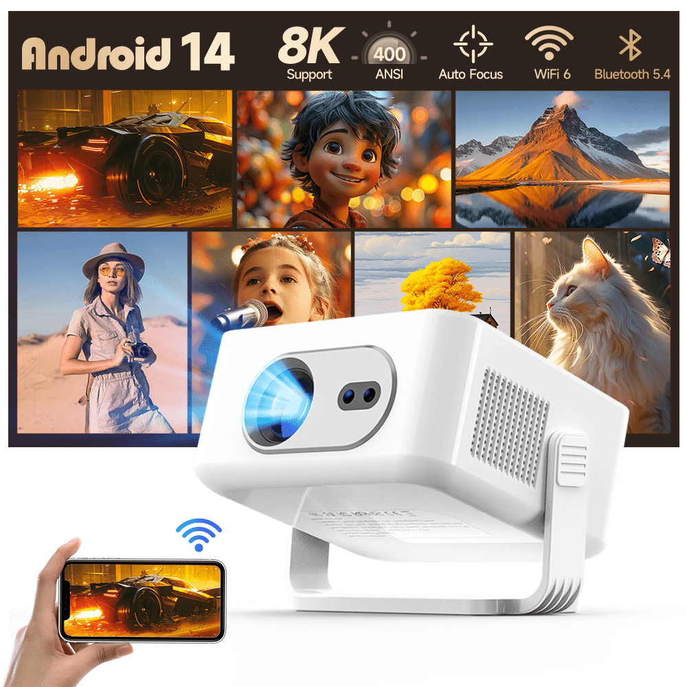 Magcubic Android 14 Smart Projector 4K & 8K Support, Portable Projector ...