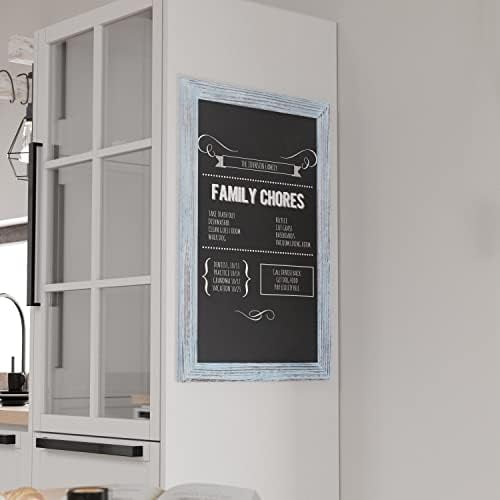 Magda 20" x 30" Rustic Blue Mount Magnetic Chalkboard Sign, Hanging ...