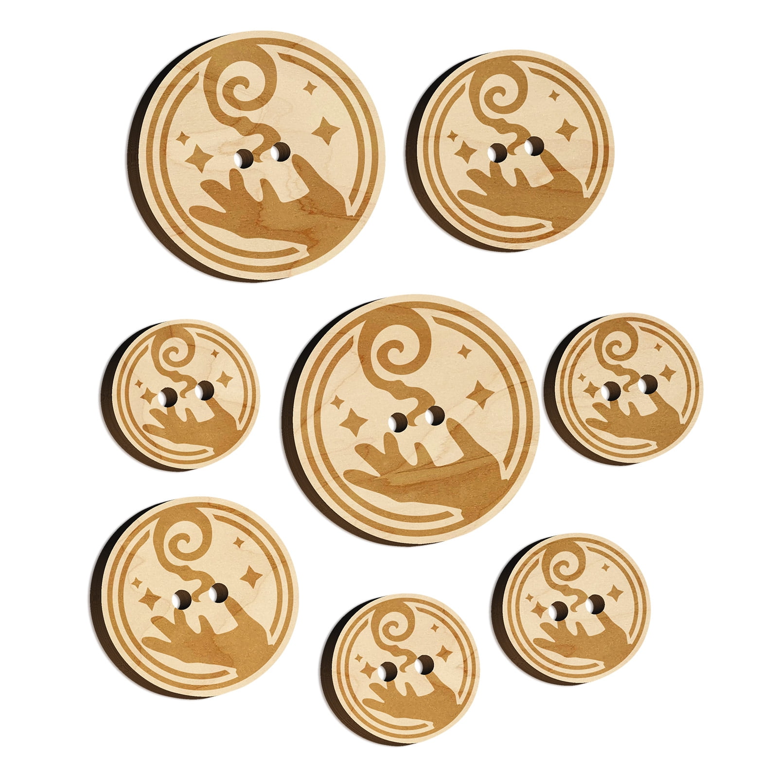 Mage Wizard Magic Spell Wood Buttons for Crochet Knitting Sewing DIY ...
