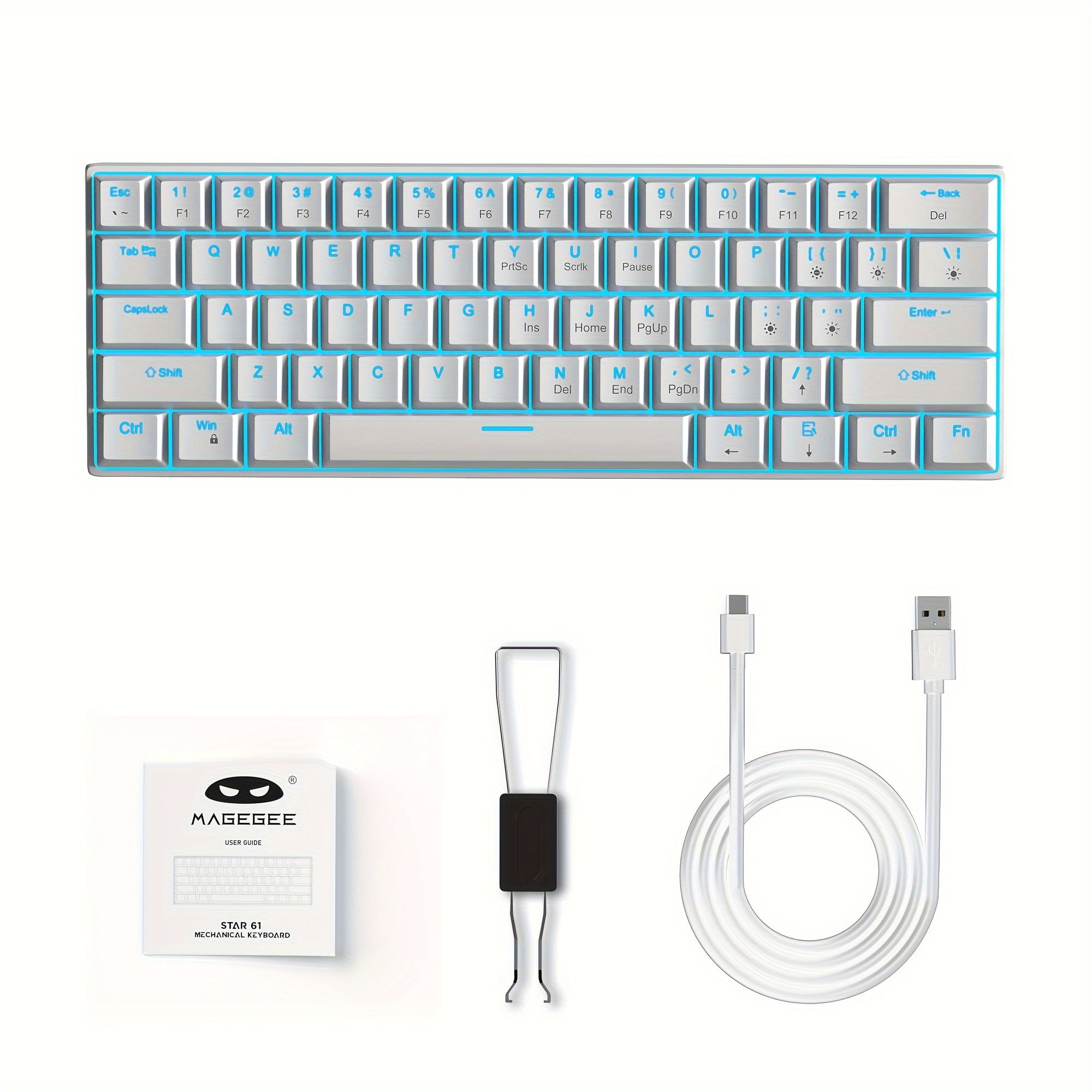 MageGee 60% Mechanical Gaming Keyboard with Blue Switches, Sea Blue ...