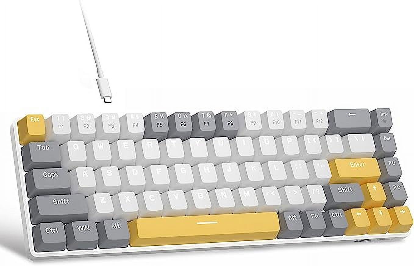 MageGee LED Backlit Compact TKL Wired Mechanical Keyboard, White/Gray ...