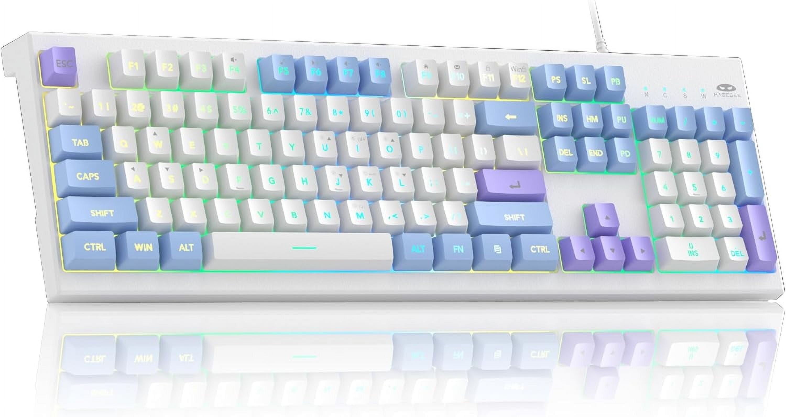 MageGee Creamy Keyboard,K2 Keyboard Wired RGB Backlit 104 Keys ...