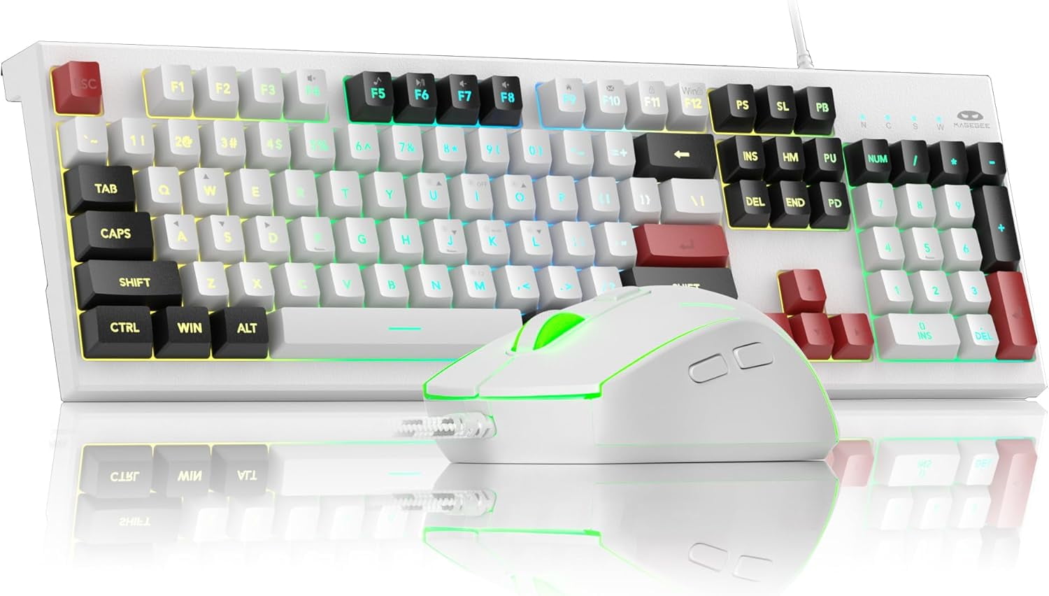 MageGee Creamy Keyboard,K2 Keyboard Wired RGB Backlit 104 Keys ...