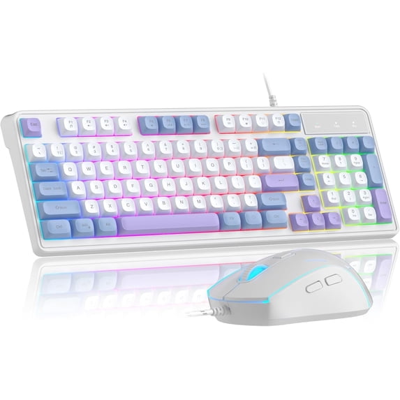MageGee Gradient Purple Creamy Keyboard and Mouse Combo,MageGee GK980 ...