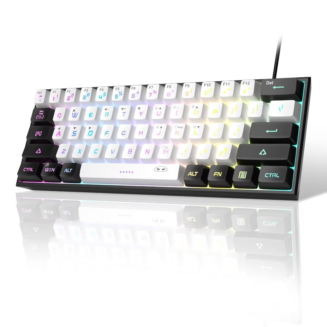 MageGee Mini 60% Gaming Keyboard, RGB Backlit 61 Key Ultra-Compact ...