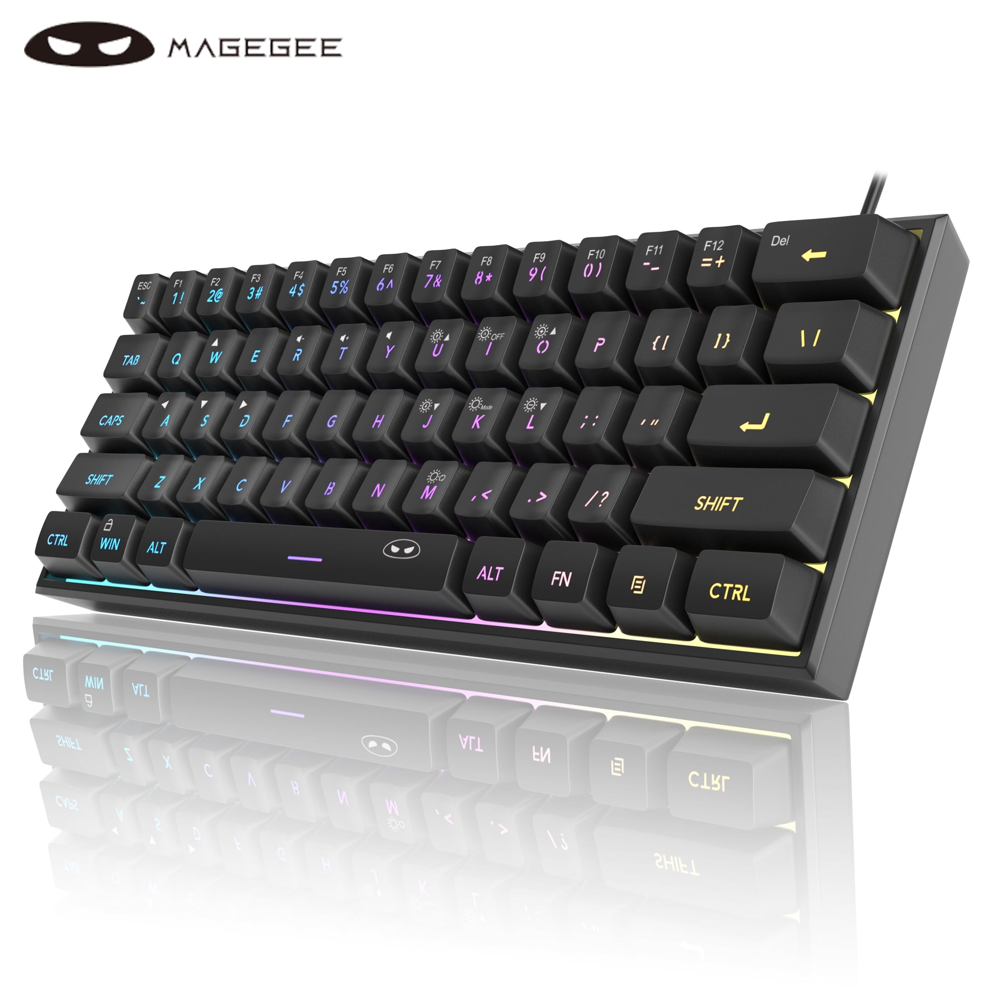 MageGee Mini 60% Gaming Keyboard, RGB Backlit 61 Key Ultra-Compact ...
