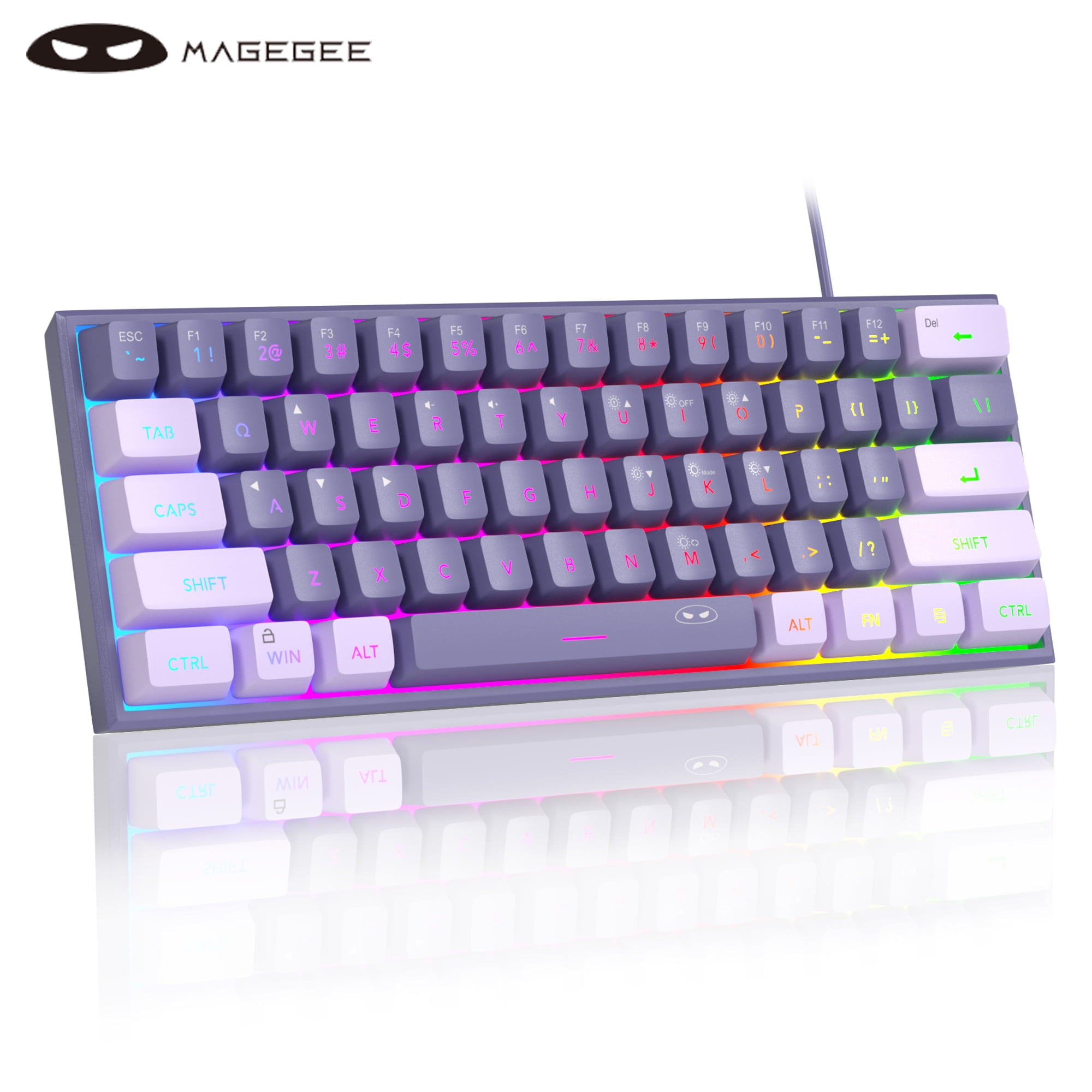 MageGee Mini 60% Gaming Keyboard, RGB Backlit 61 Key Ultra-Compact ...