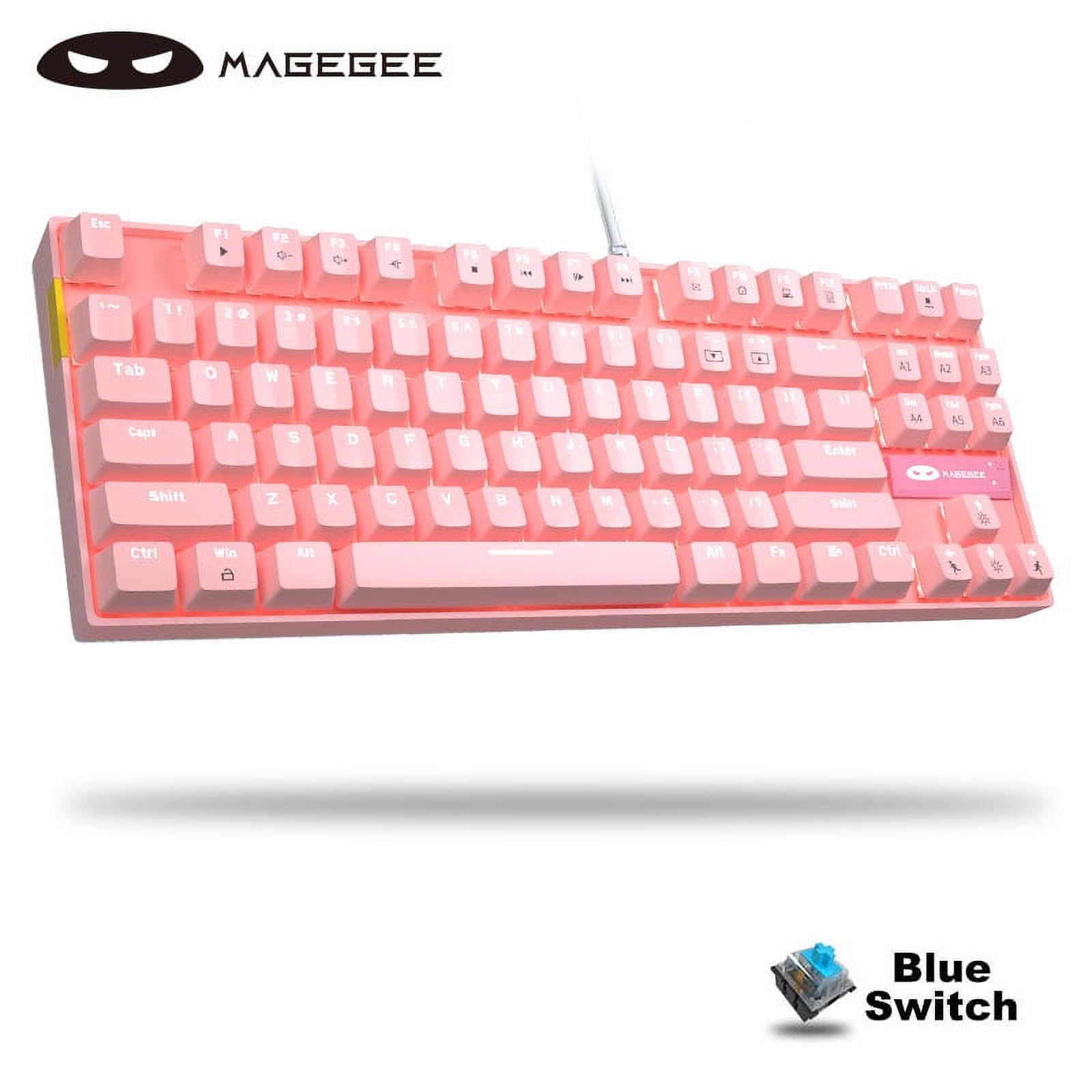 MageGee MK-Star Pink Mechanical Gaming Keyboard, 87-Key, USB Wired ...