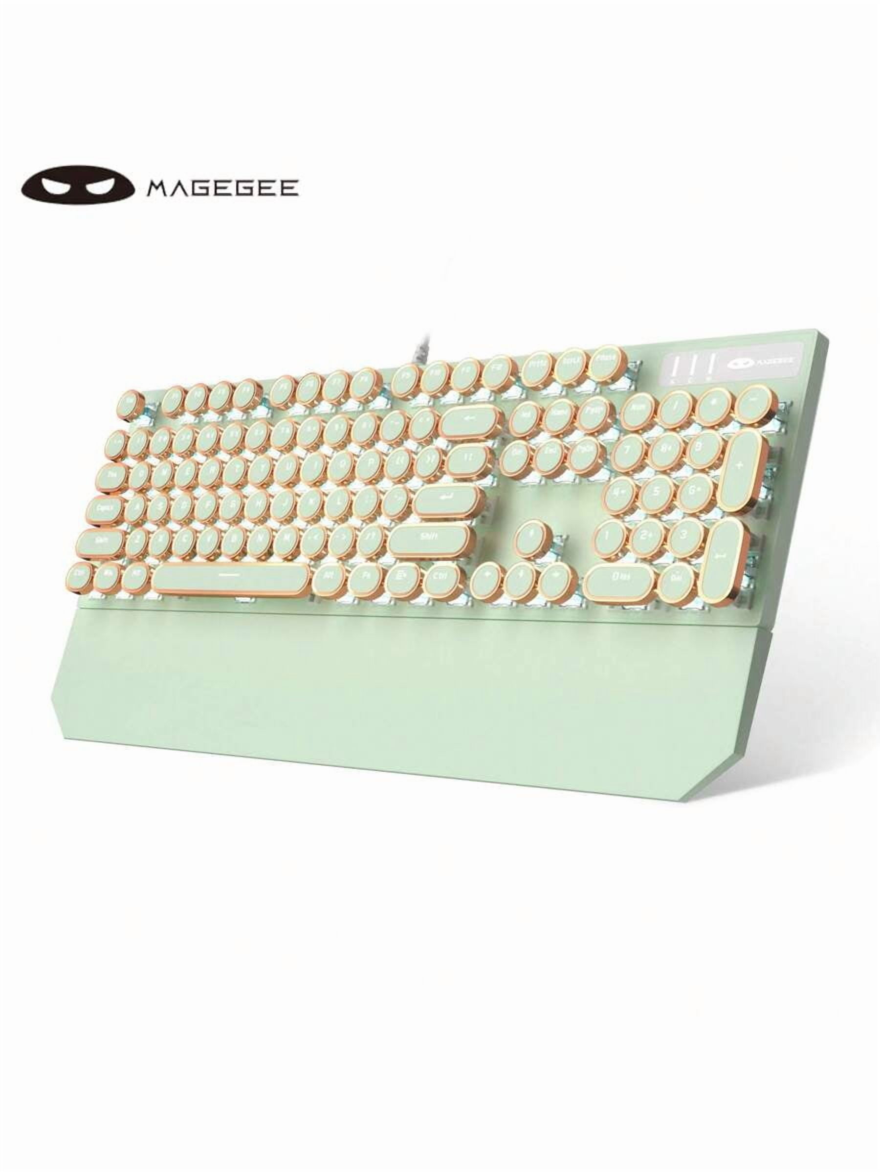 MageGee Retro Typewriter Mechanical Keyboard, Pink Punk Style, 104 Keys ...