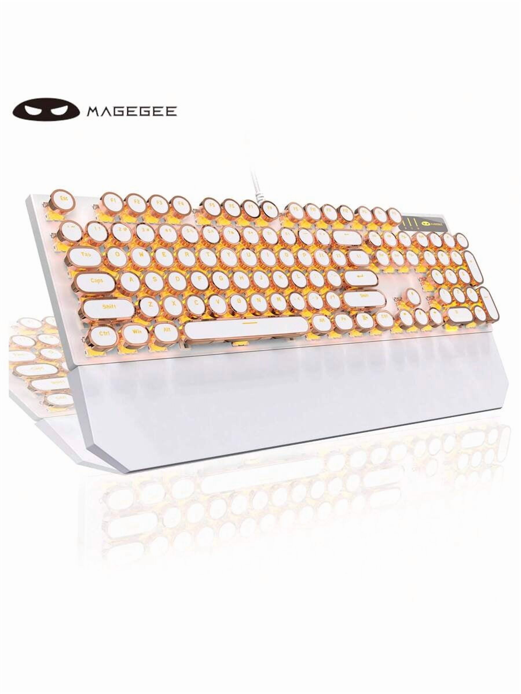 MageGee Retro Typewriter Mechanical Keyboard, Pink Punk Style, 104 Keys ...