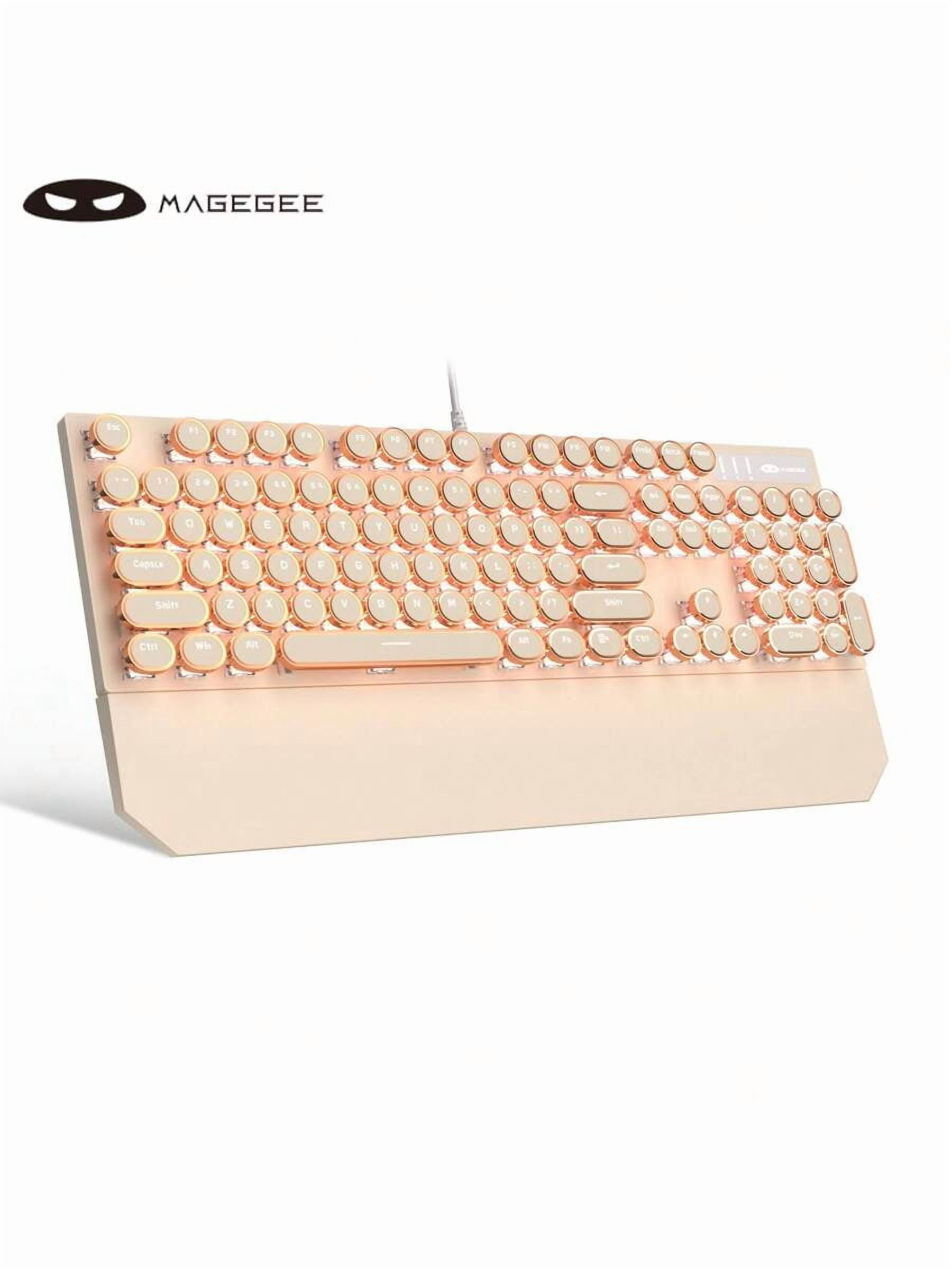 MageGee Retro Typewriter Mechanical Keyboard, Pink Punk Style, 104 Keys ...
