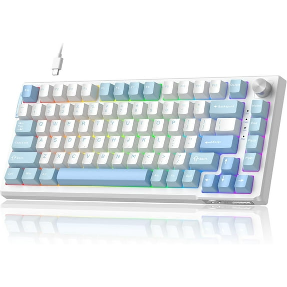 MageGee SKY81 75% Mechanical Gaming Keyboard, Hot Swappable Wired Custom Creamy Keyboards with 5 ...