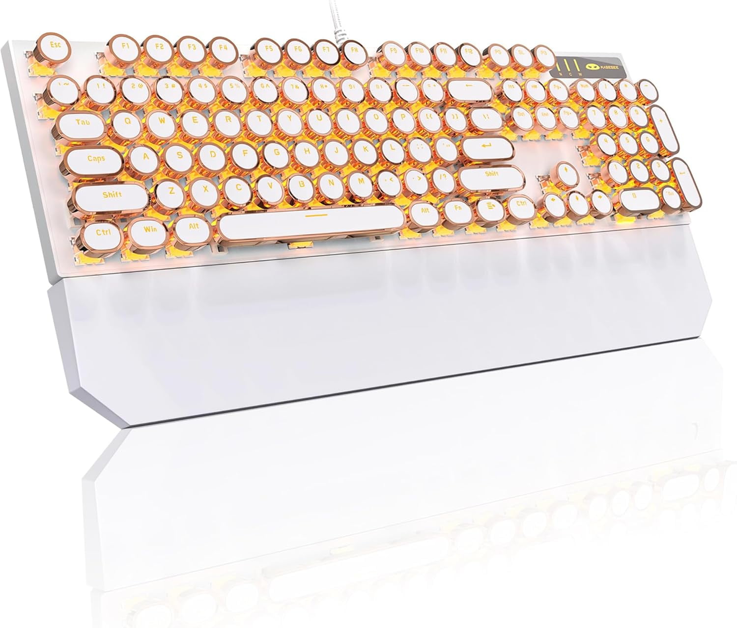 MageGee Typewriter Mechanical Gaming Keyboard, Retro Black Punk Round ...