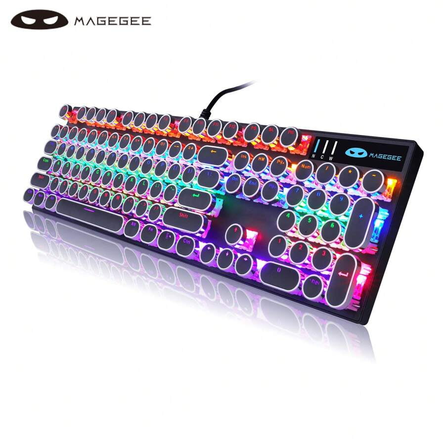 MageGee Typewriter Style Mechanical Gaming Keyboard With Detachable ...