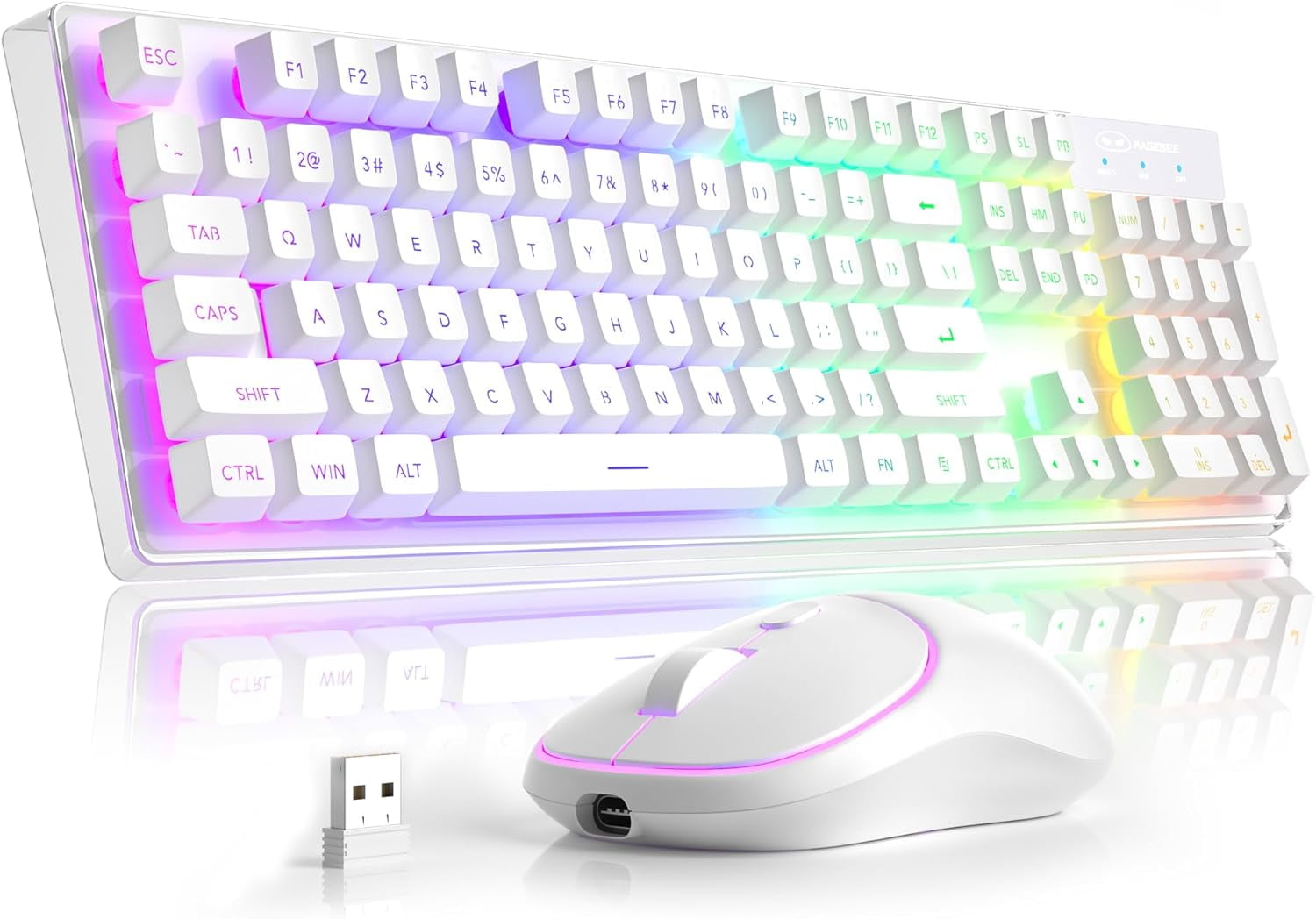 MageGee V550 Wireless Gaming Keyboard and Mouse, 2.4G Full-Sized RGB ...