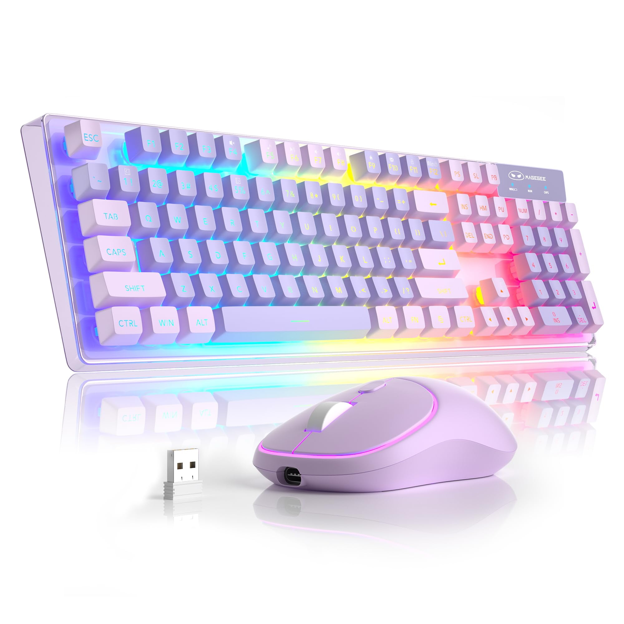 MageGee V550 Wireless Gaming Keyboard and Mouse, 2.4G Full-Sized RGB ...