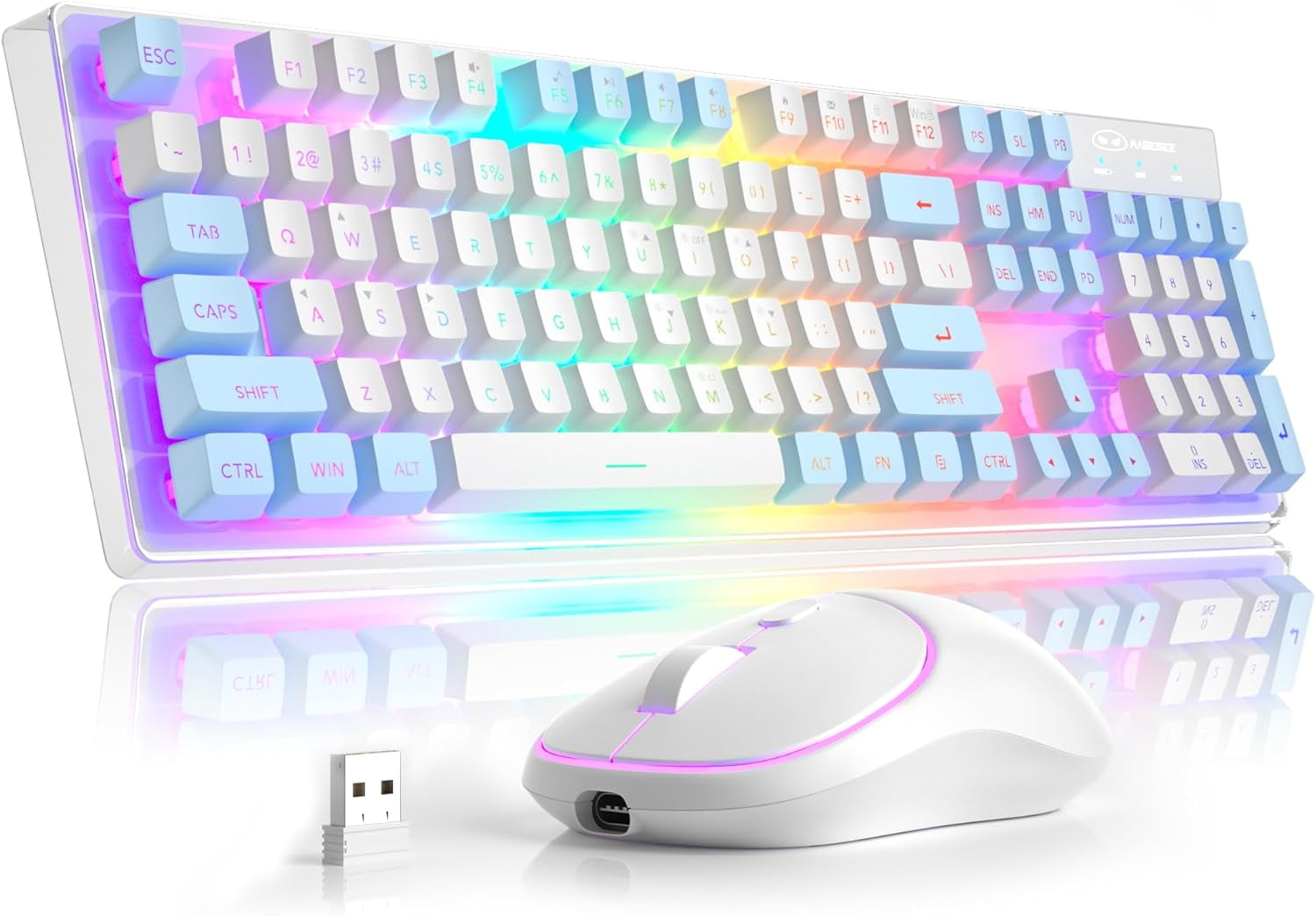 MageGee V550 Wireless Gaming Keyboard and Mouse, 2.4G Full-Sized RGB ...