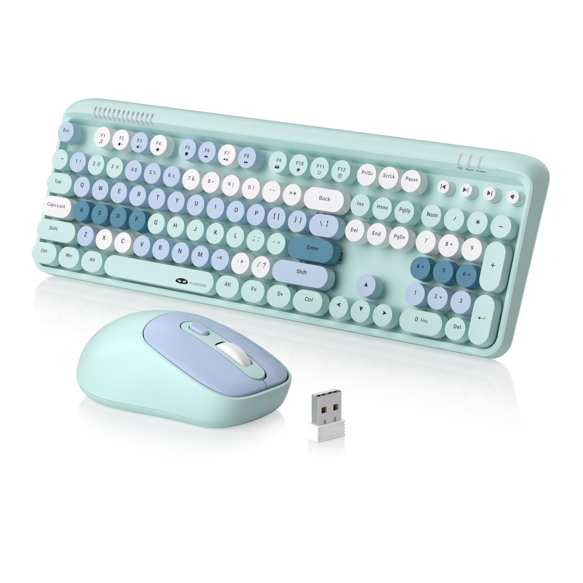 MageGee V920 Wireless Keyboard and Mouse Combo, 2.4G Full-Sized Retro ...