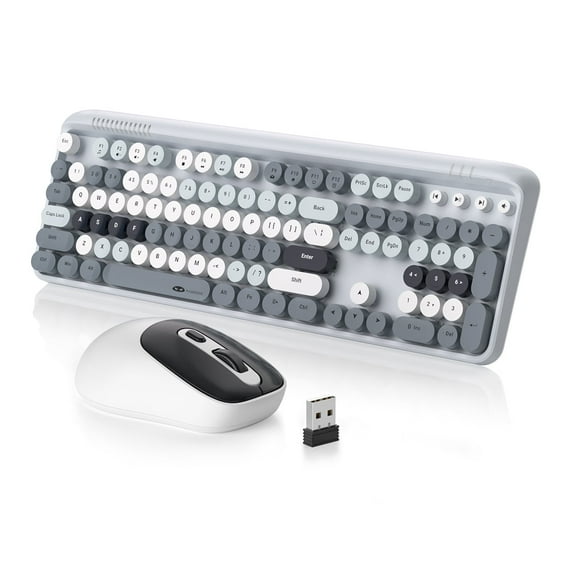 MageGee V920 Wireless Keyboard and Mouse Combo, 2.4G Full-Sized Retro ...