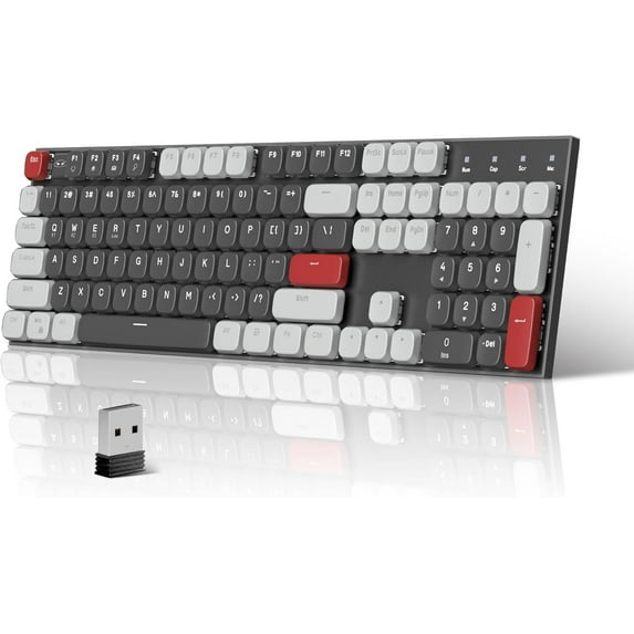 MageGee Wireless Mechanical Keyboard Moon104 RGB Backlight Triple Mode ...