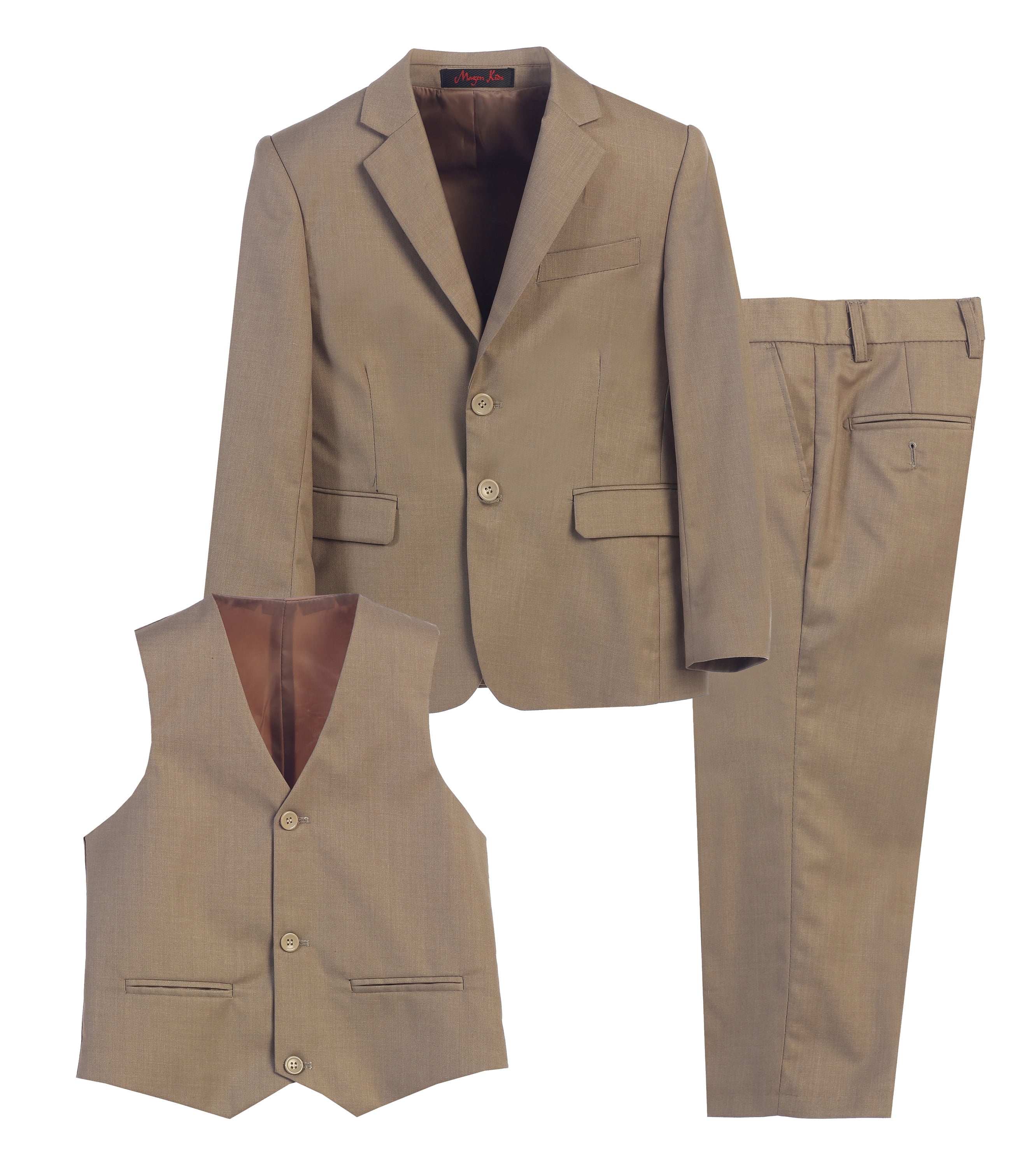 Magen Kids 3 Pc Boys Formal KHAKI Suit,Vest,Pant Set Size 1-18 ...
