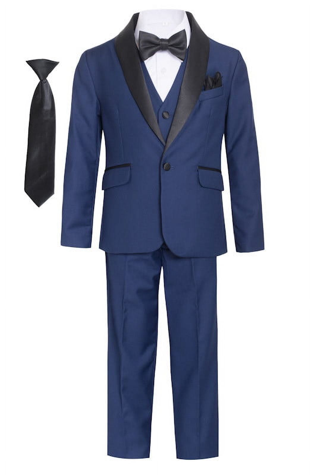 Magen Kids Boy Tuxedo 7pcs Set, Suit 1-18 in Navy 2 Buttons (as1 ...