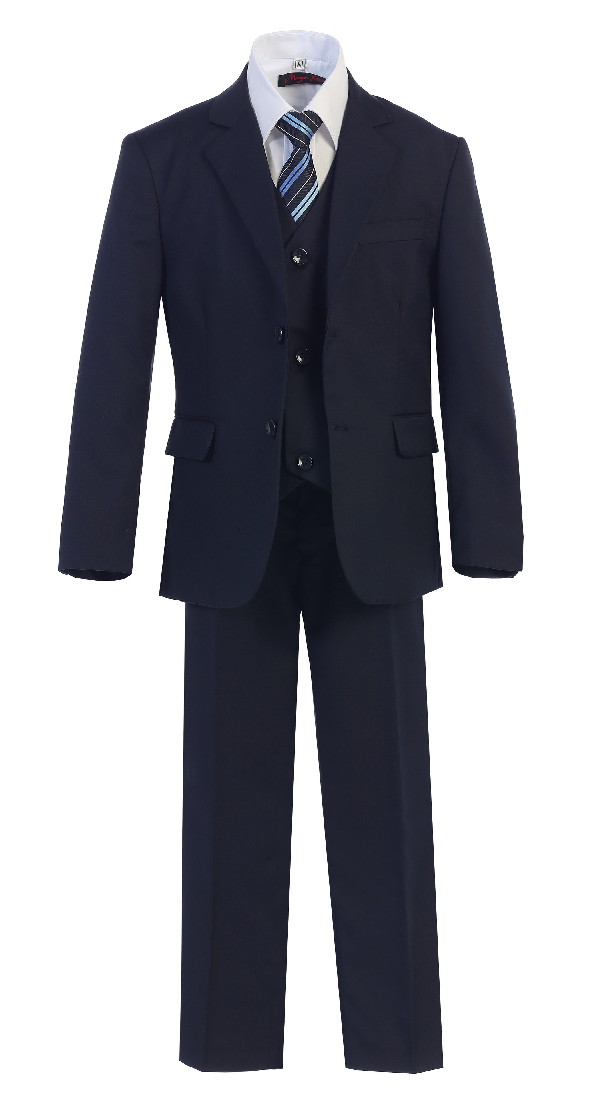 Magen Kids Boys Formal Suit 7pcs Set Suit 1-18 in Navy 2 Buttons (as1 ...