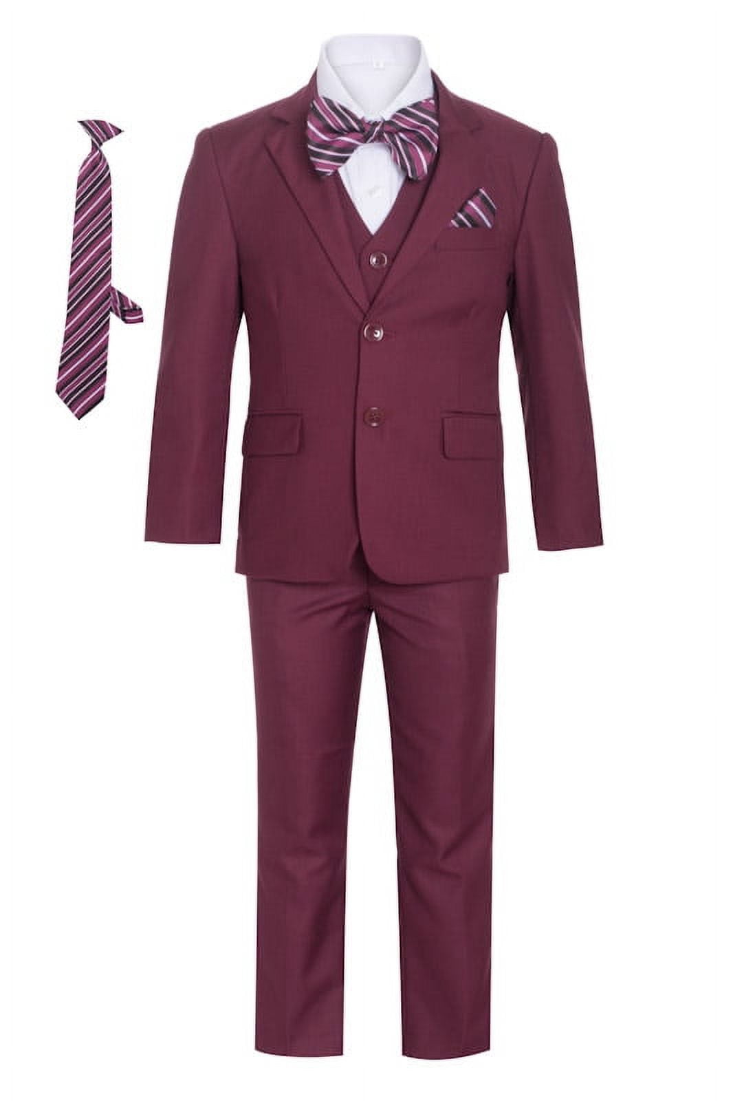 Magen Kids Boys Formal suit 7pcs Set Suit 1-18 Burgundy 2 Buttons (as1 ...