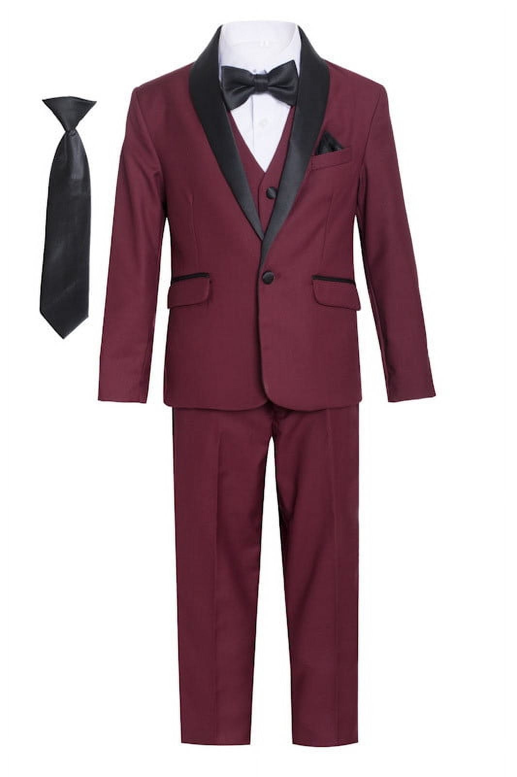 Magen Kids Boys Tuxedo 7pcs Set Suit 1-18 Burgundy 2 Buttons (as1 ...