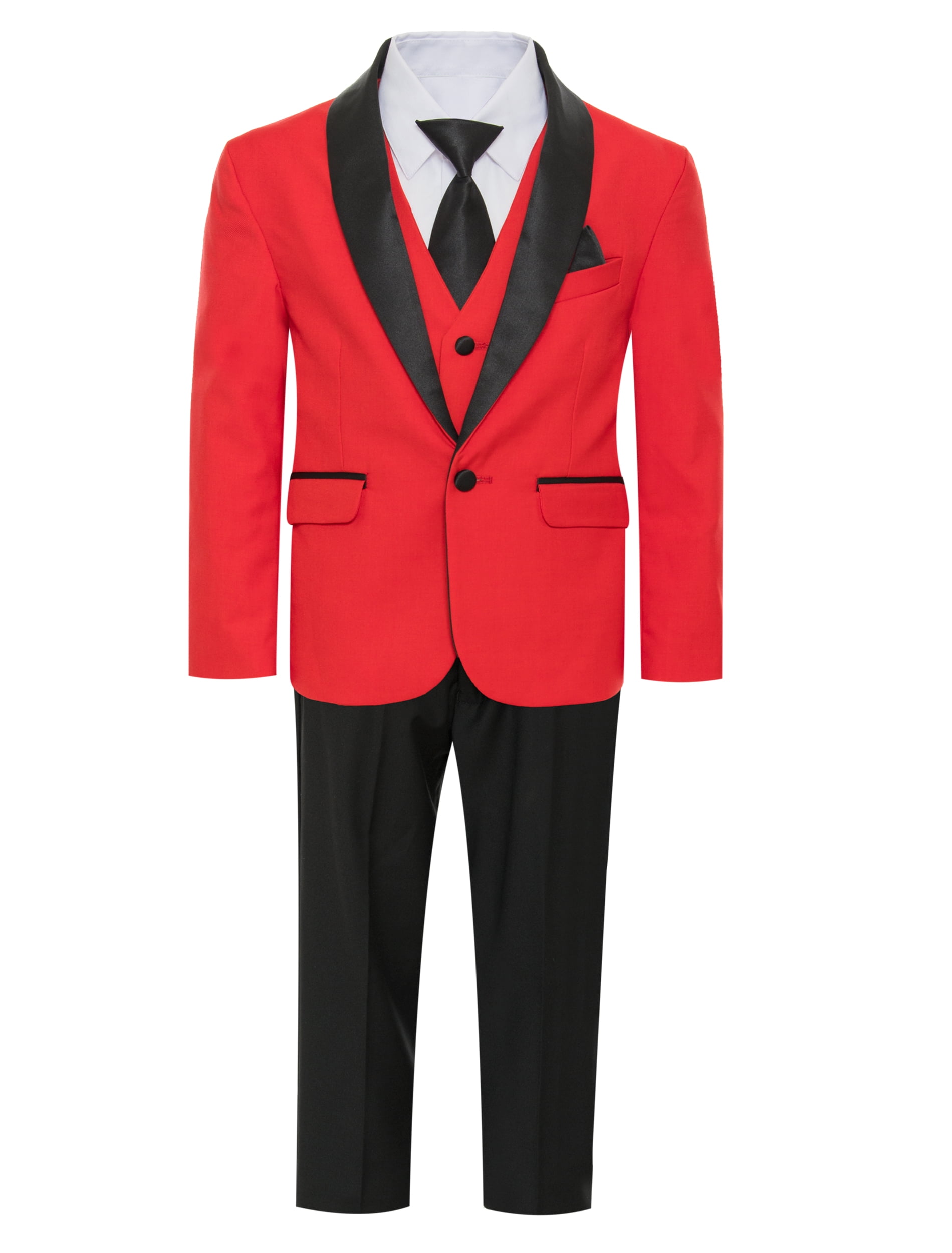 Magen Kids Boys Tuxedo 7pcs Set Suit 1-18 in Red 2 buttons (as1 ...