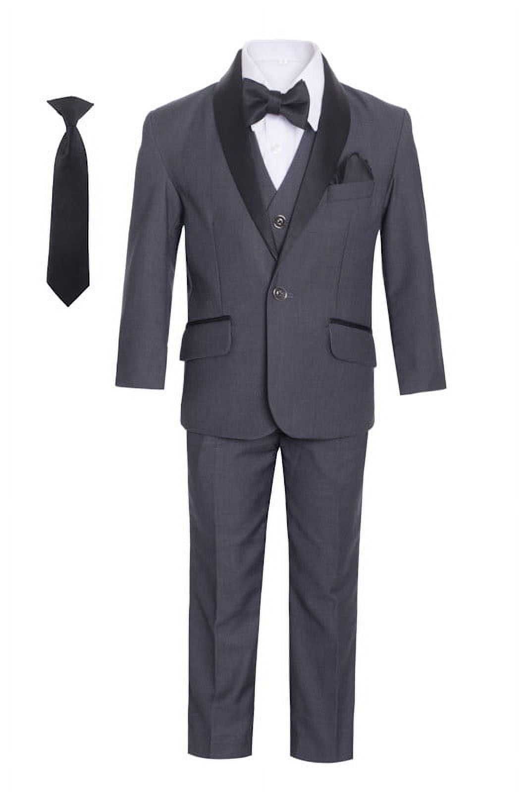 Magen Kids Boys Tuxedo7pcs Set Suit 1-18 in Charcoal 2 buttons (as1 ...