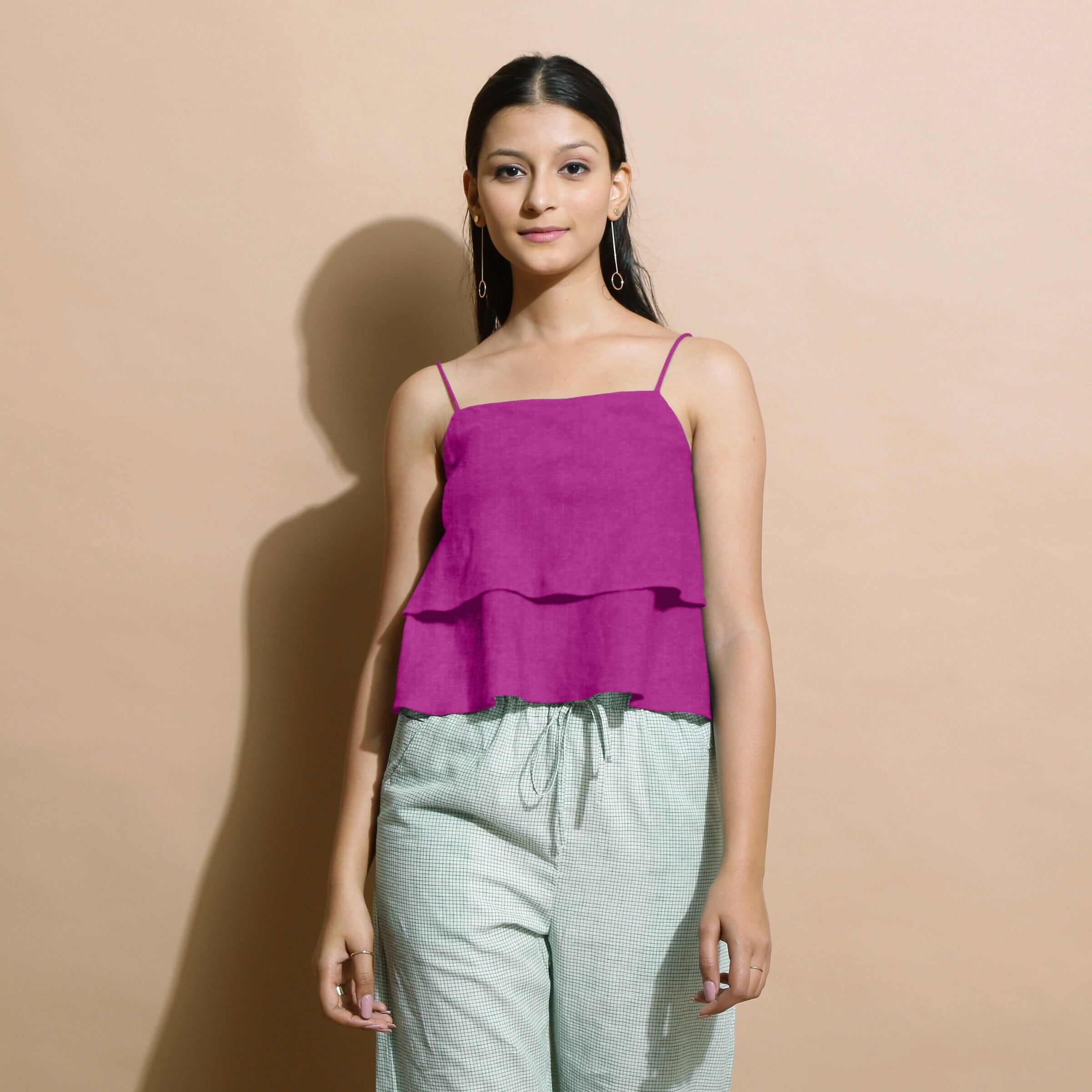 Magenta 100% Linen Tier Camisole Top - Walmart.com
