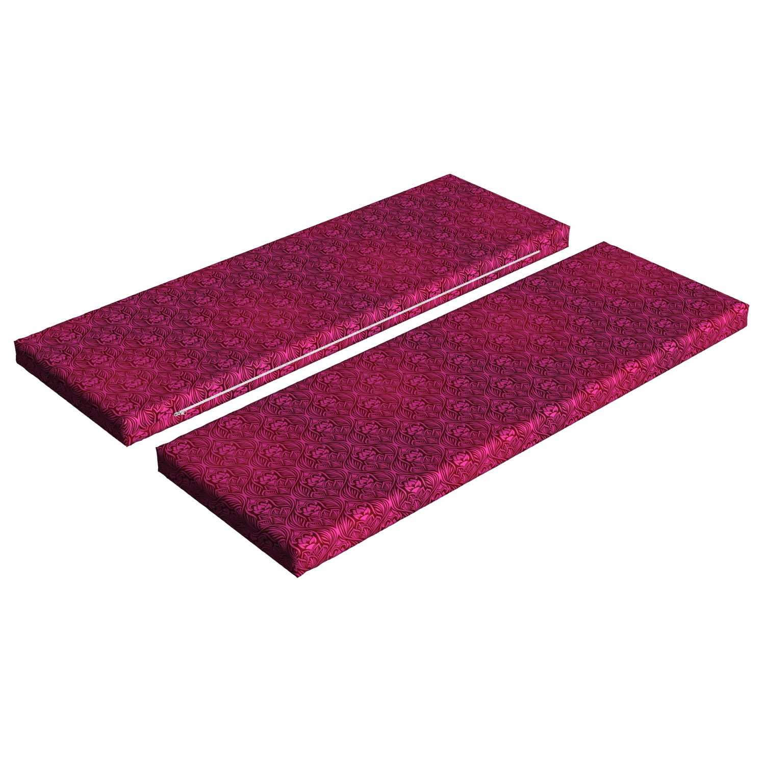 Magenta Bench Cushion Set of 2, Monochrome Flourishing Flowers with ...
