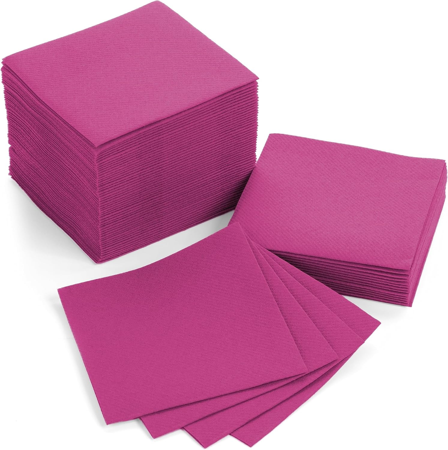 Magenta Cocktail Napkins - Premium 4"x4" Disposable Linen-Like Beverage ...