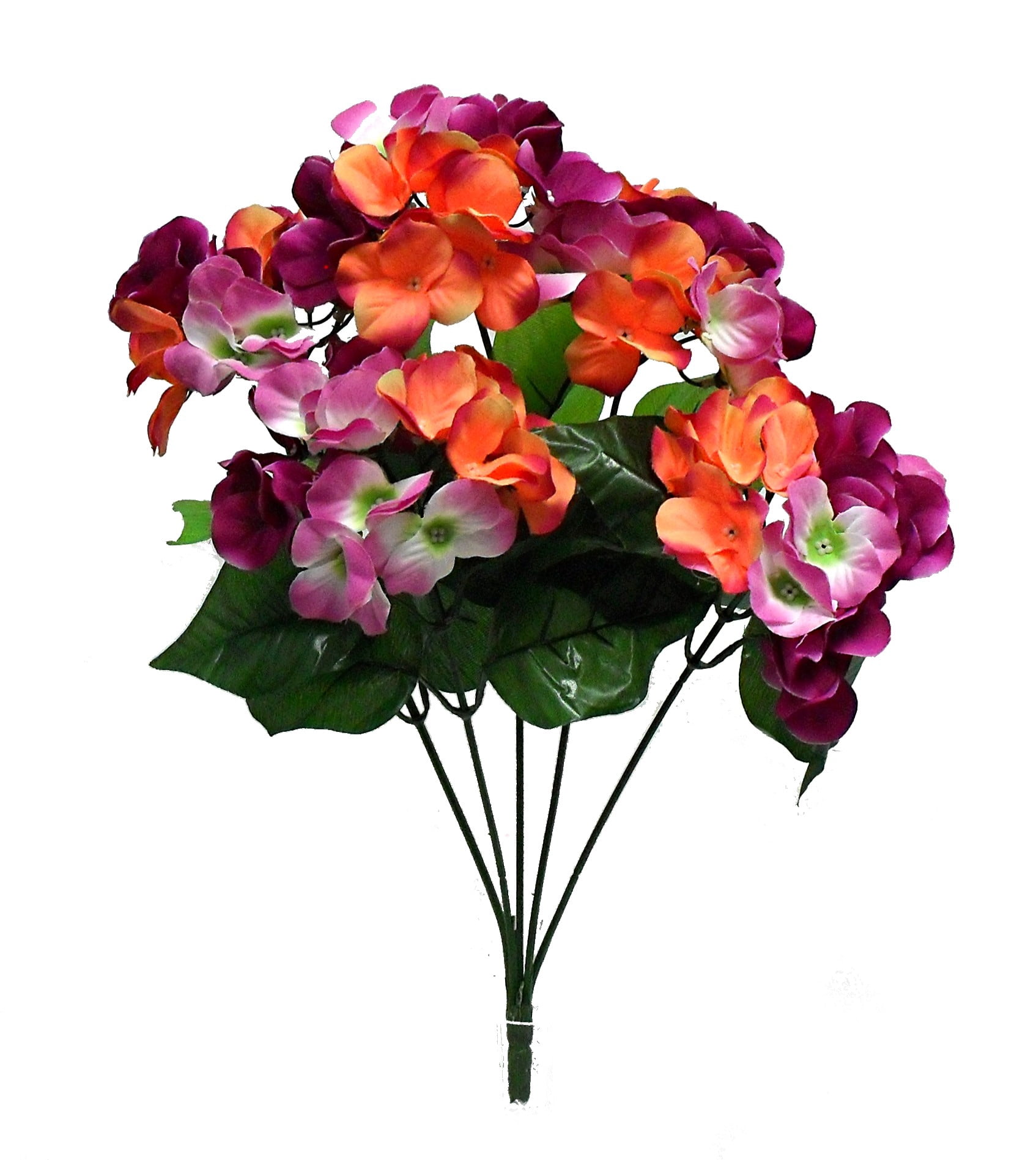 Magenta Coral Hydrangea 21in Artificial Polysilk Faux Fake Flower Bush ...