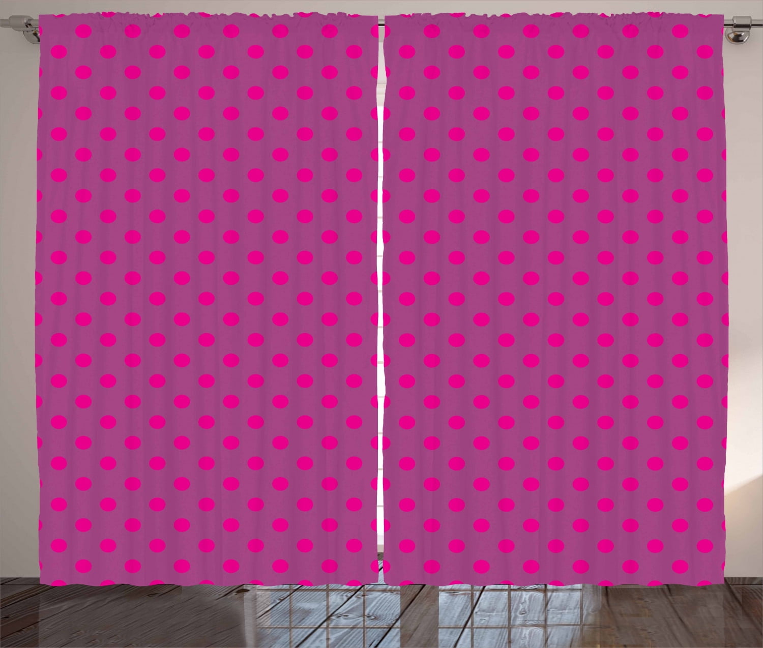 Ambesonne Magenta Curtains 2 Panel Set, Traditional Circles, 108" x 90 ...