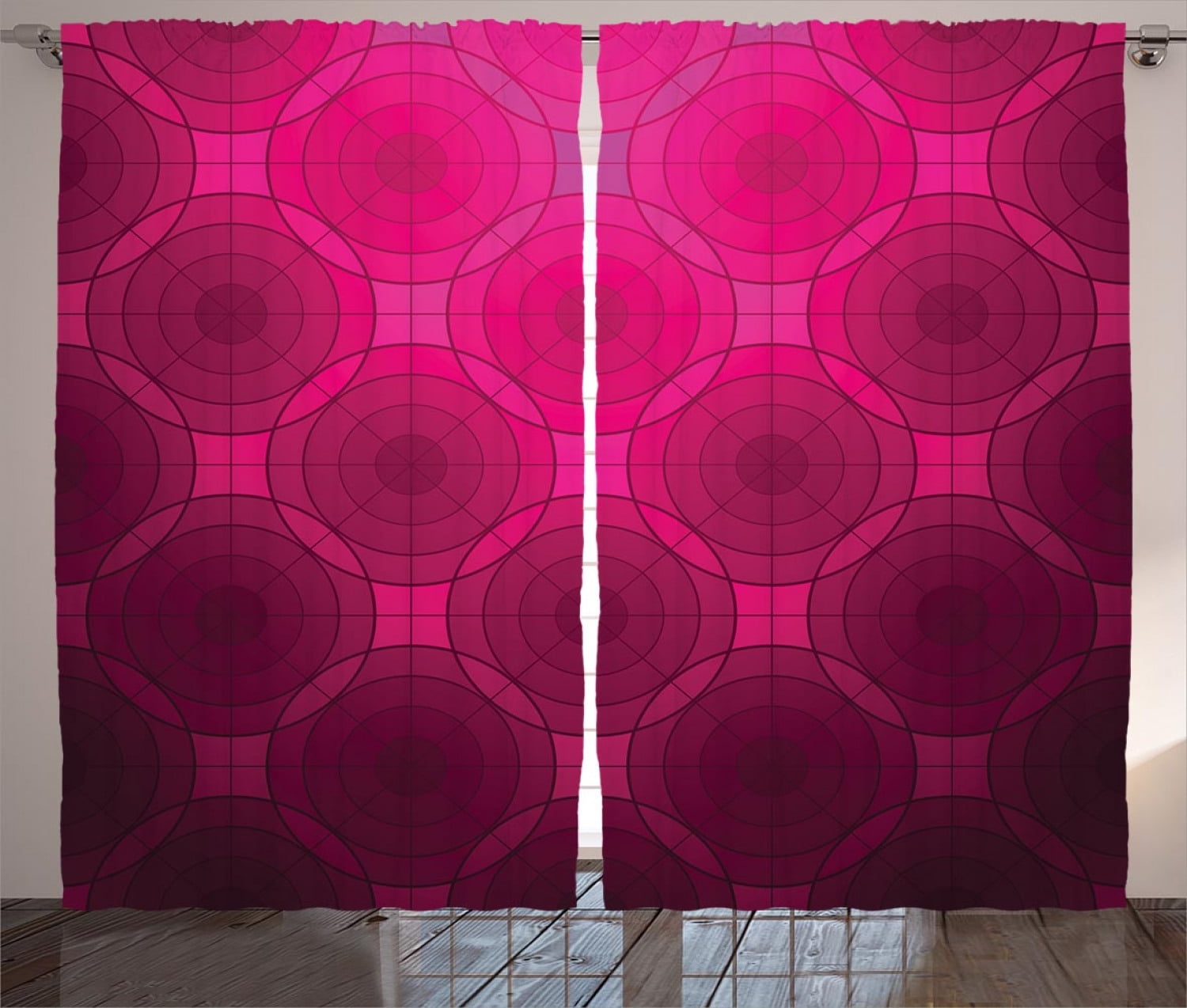 Ambesonne Geometric Curtains 2 Panel Set, Disc Circle Shapes, 108" x 90 ...