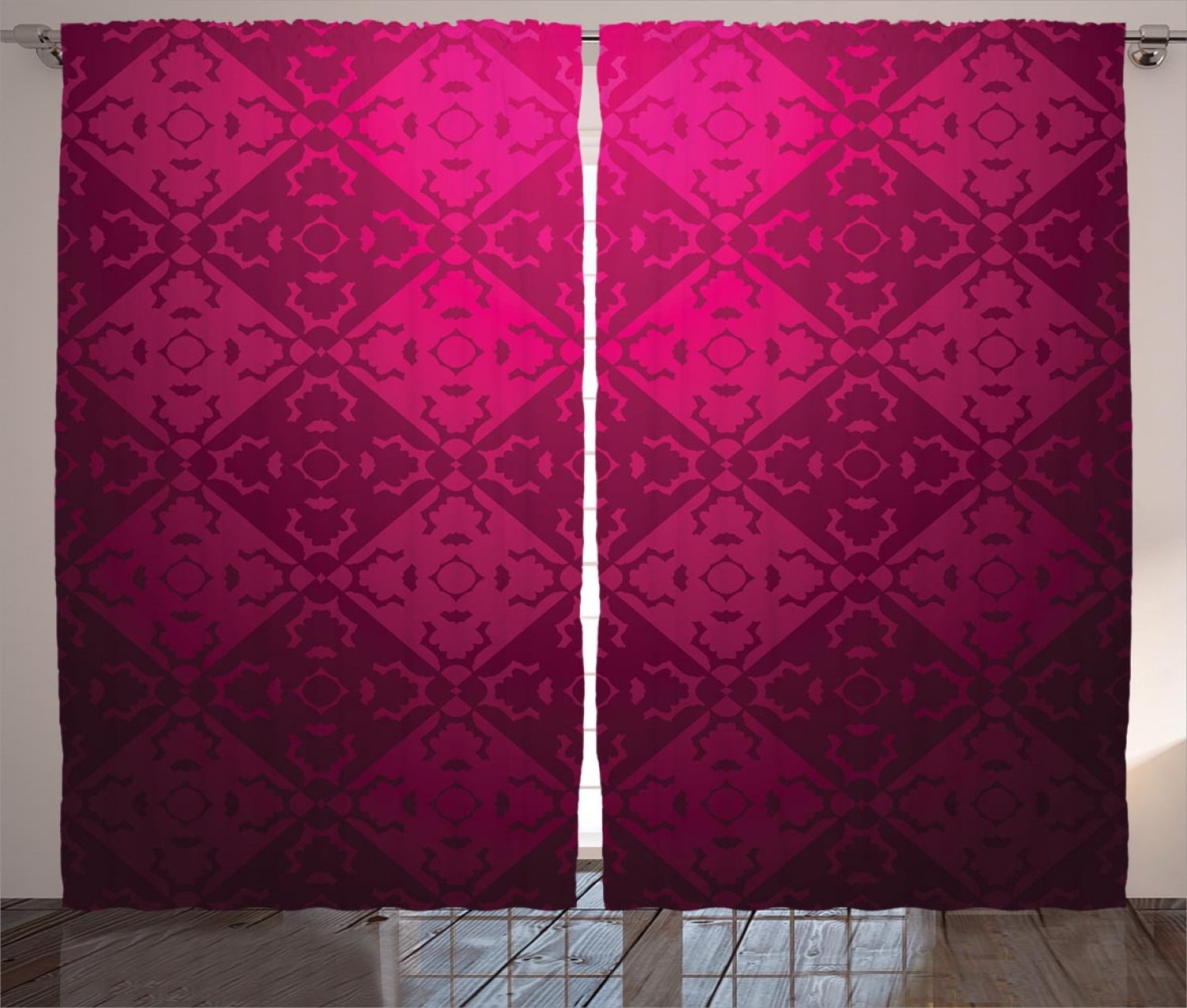 Ambesonne Geometric Curtains 2 Panel Set, Rectangular Forms, 108" x 90 ...