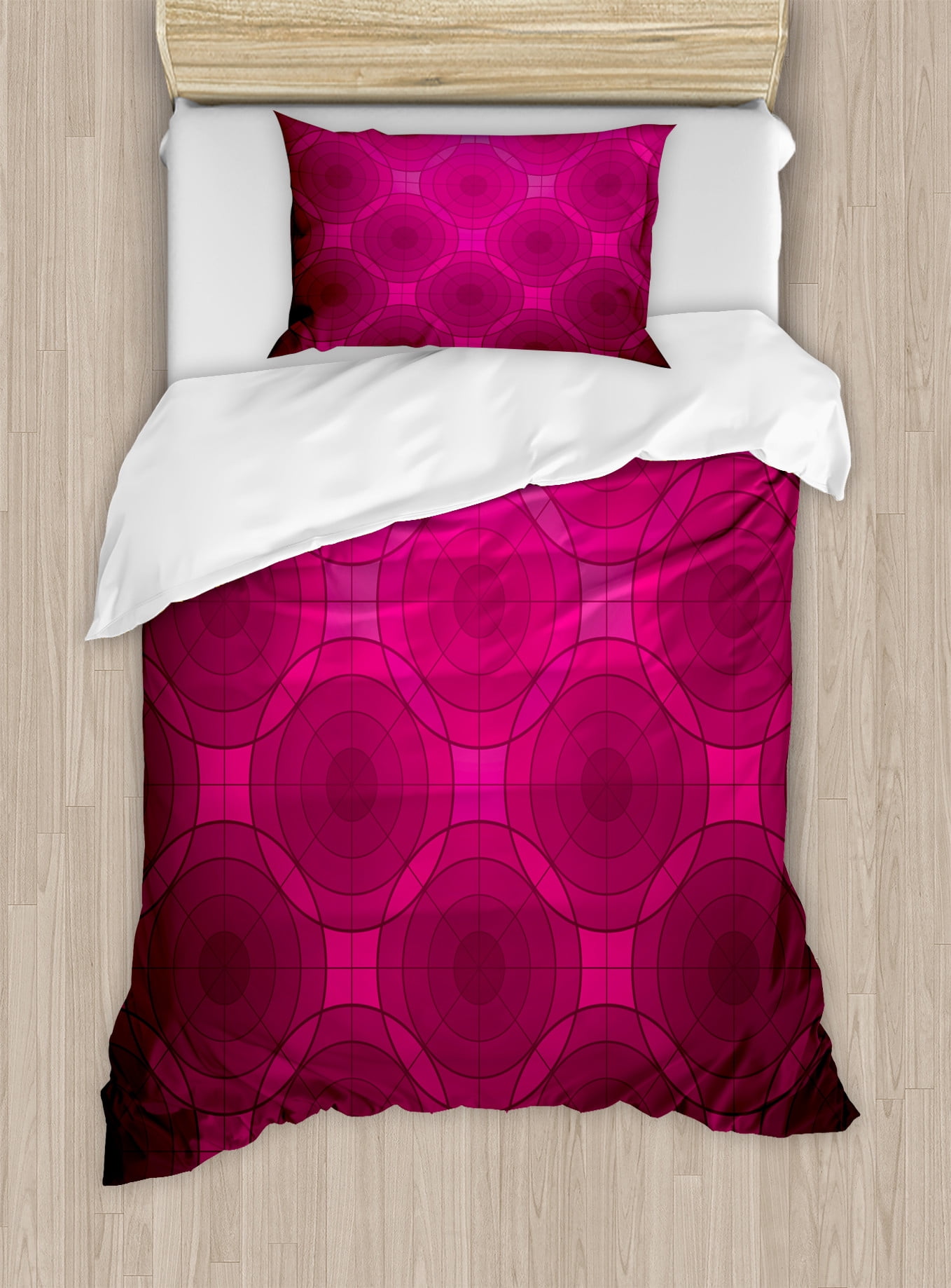 Magenta Duvet Cover Set, Disc Shaped Fluid Dynamics with Circular ...