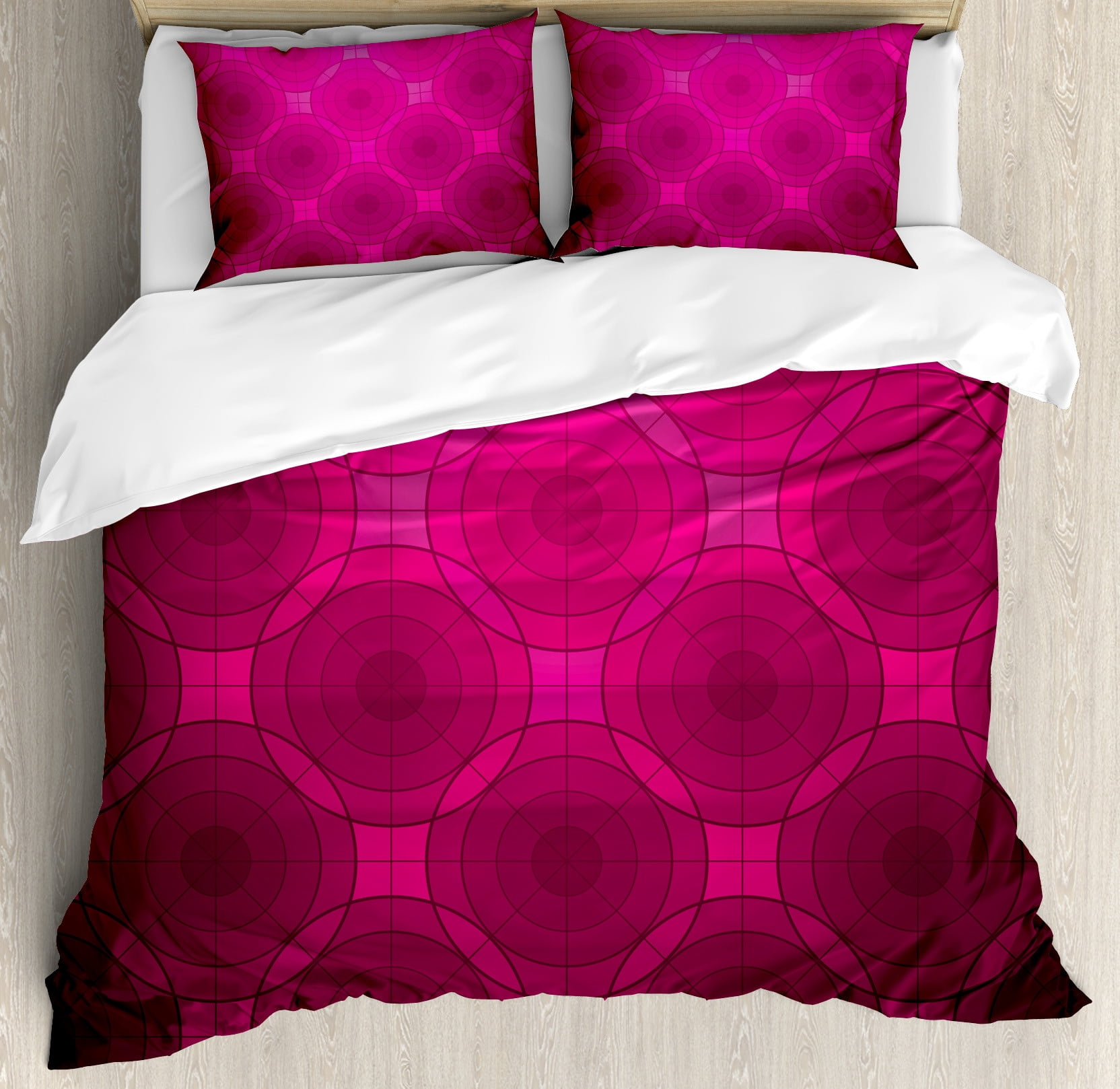 Magenta Duvet Cover Set, Disc Shaped Fluid Dynamics with Circular ...