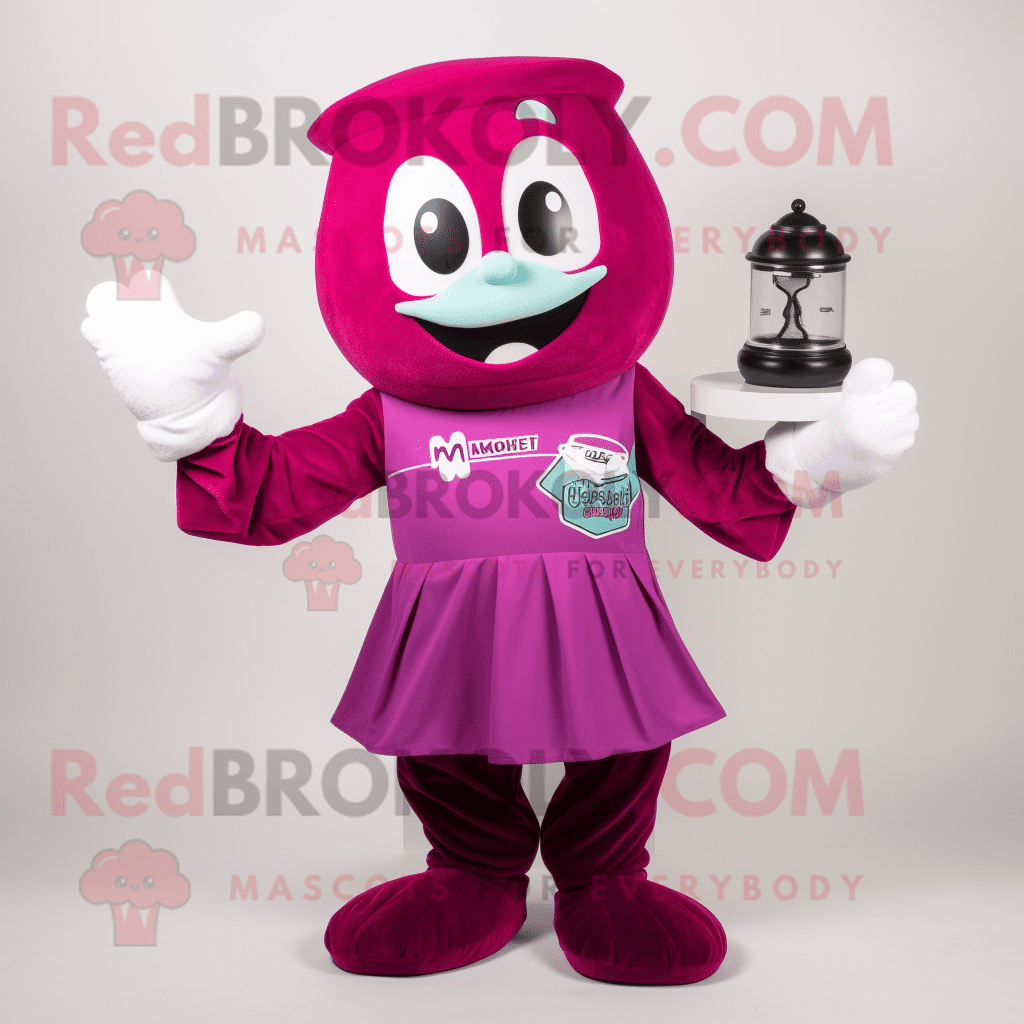 Magenta Hourglass REDBROKOLY mascot costume character dressed with a ...