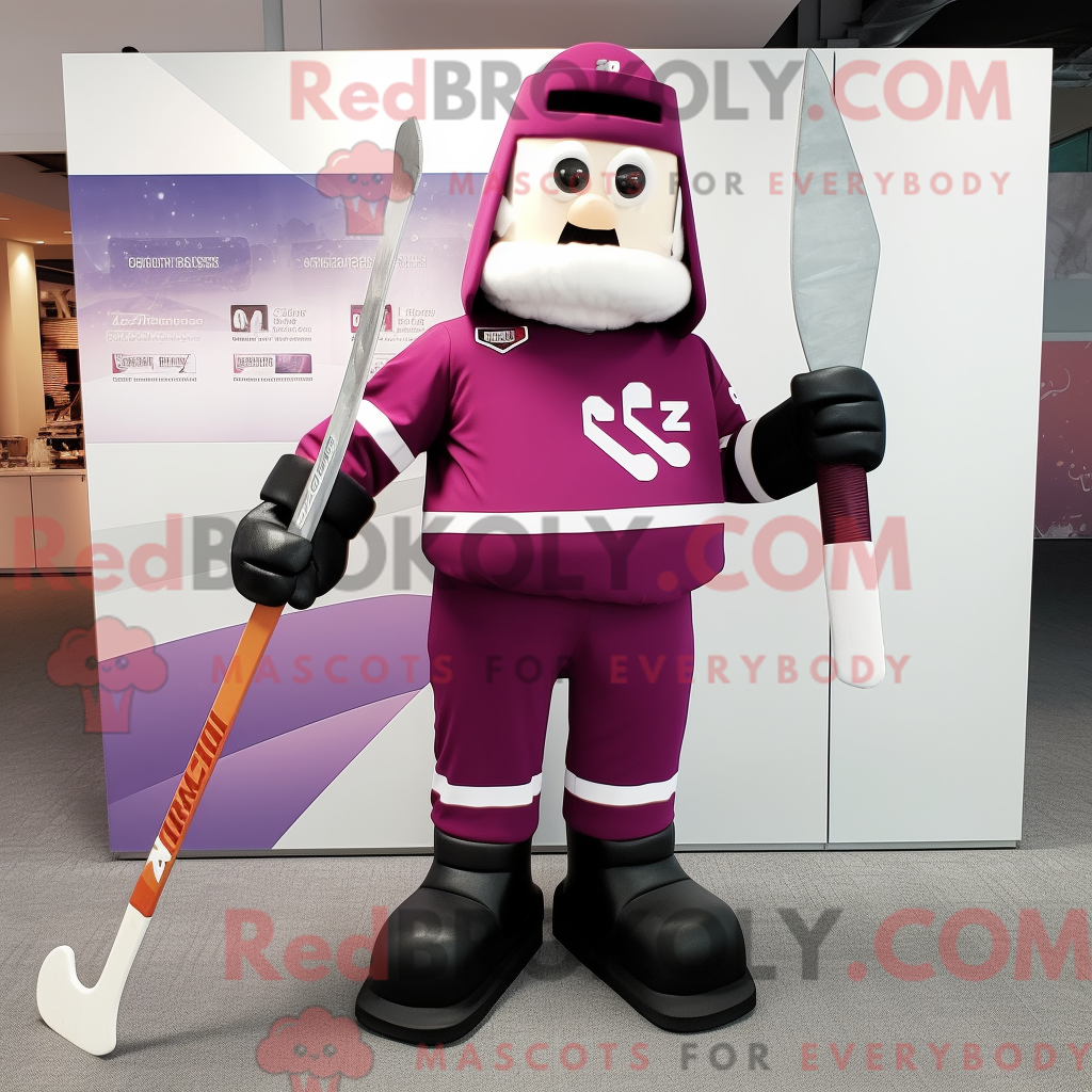 Magenta Ice Hockey Stick REDBROKOLY mascot costume character dressed ...