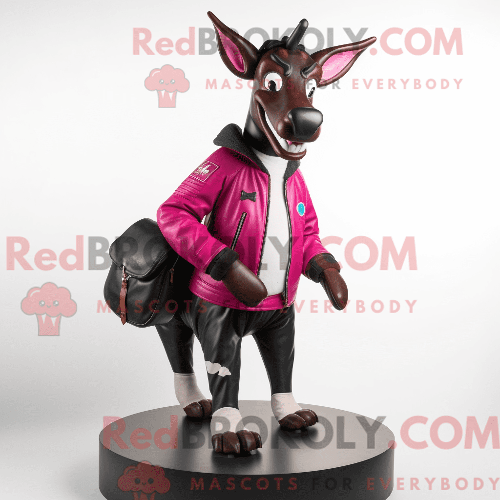 Magenta Okapi REDBROKOLY mascot costume character dressed with a ...