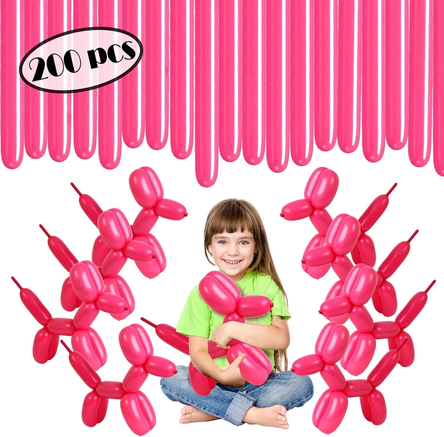 Magenta Twisting Balloons - Long Balloons - 200 Pack - Walmart.com